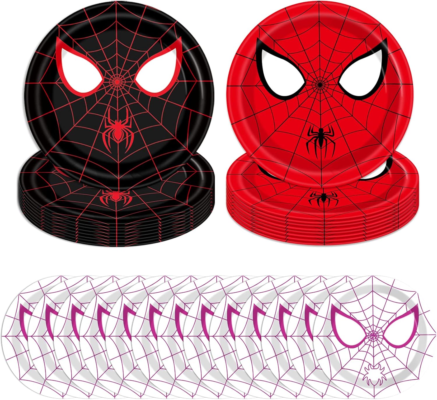 Amazon.com: QWAERPLPN Spider Birthday Party Supplies - 48 Pcs Spider ...