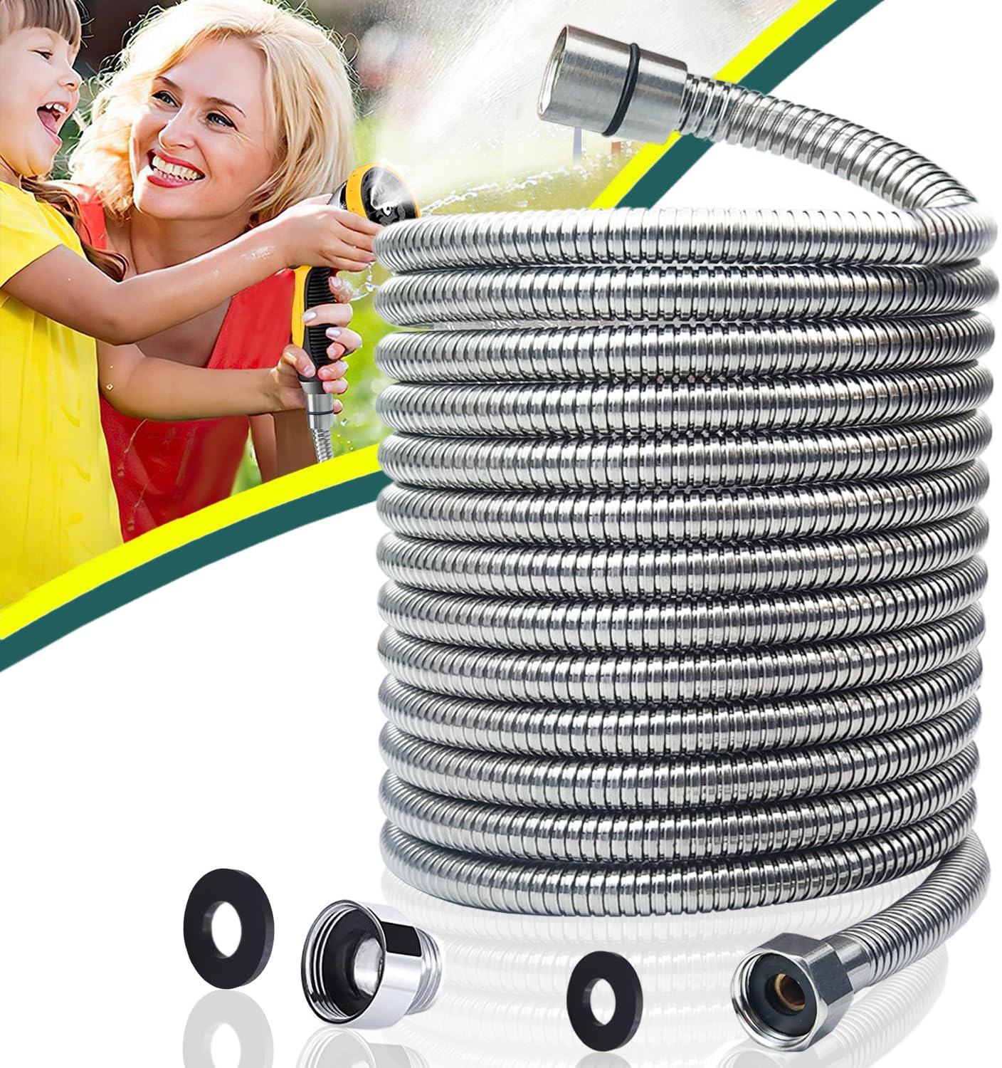 Metal Garden Hose to Utility Sink Faucet-20ft Extension Stainless Steel ...