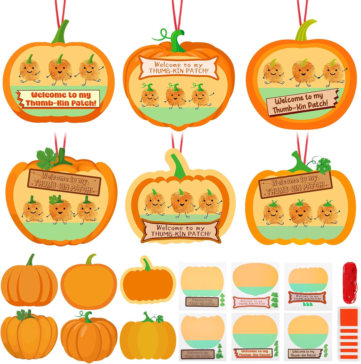 Amazon.com: Lineshading 30 Sets Pumpkin Thumbprint Patch Craft for Kids ...