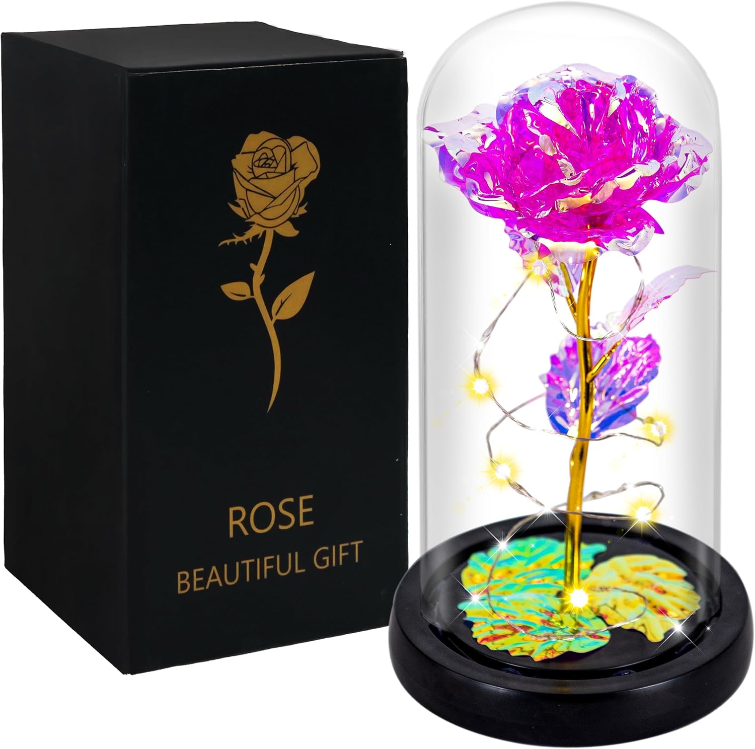 Amazon.com: DONODA 1 Pack Rose Flower Gift for Women,Galaxy Glass Rose ...