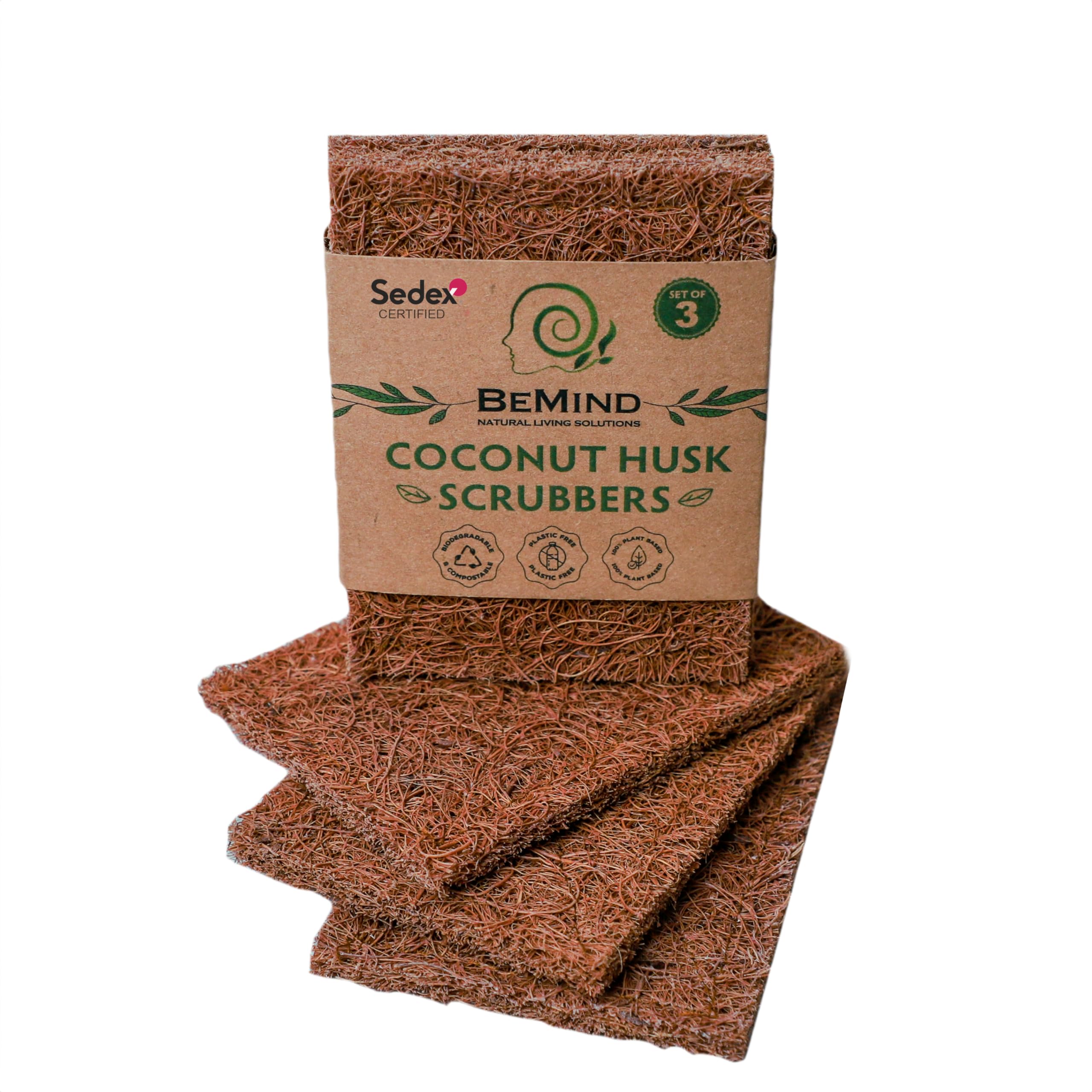 Coconut Husk Scrubber 3 Natural Eco Friendly Scouring Pads Dishes ...