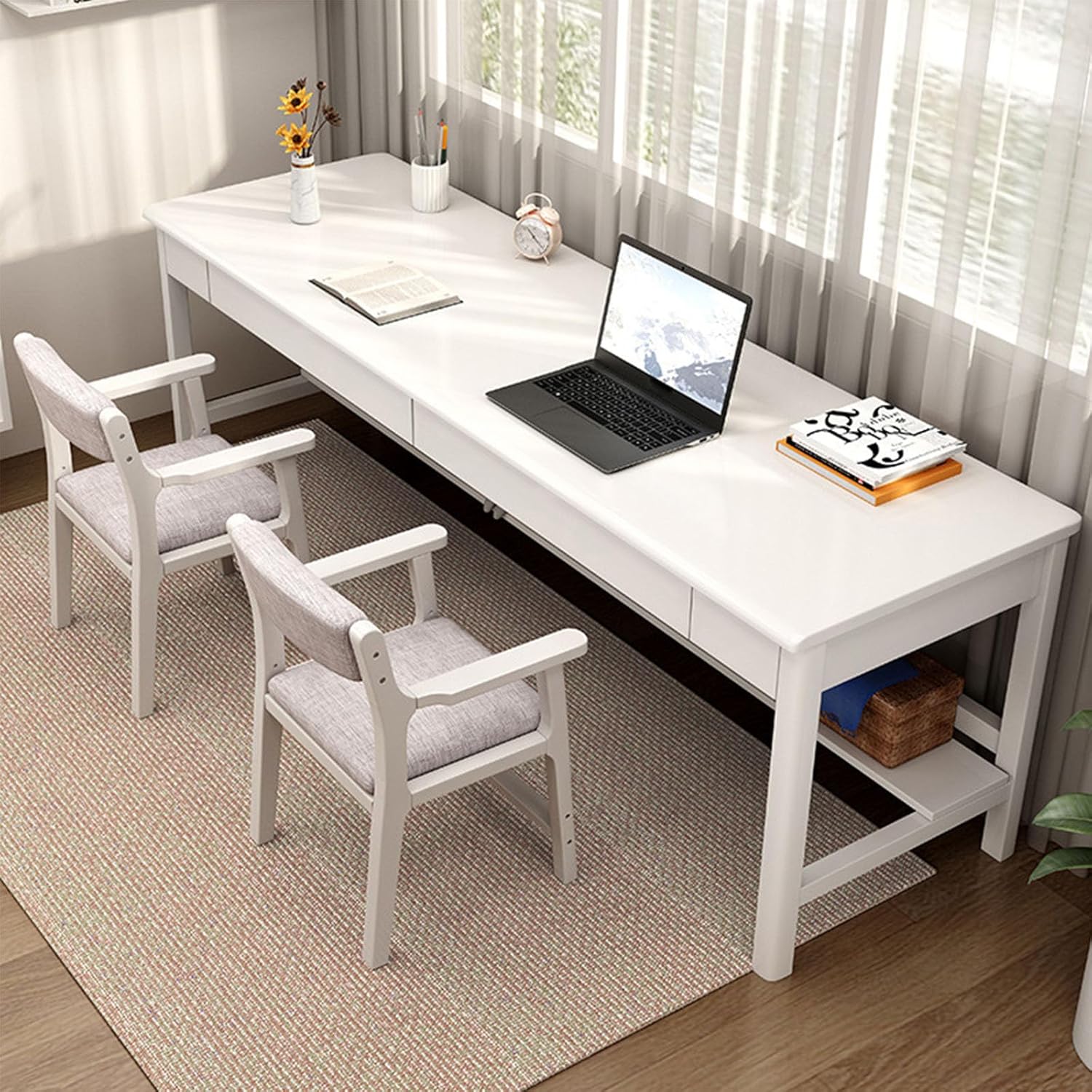 Amazon.com: SUZEPER Extra Large Two Person Office Desk,Wooden Double ...