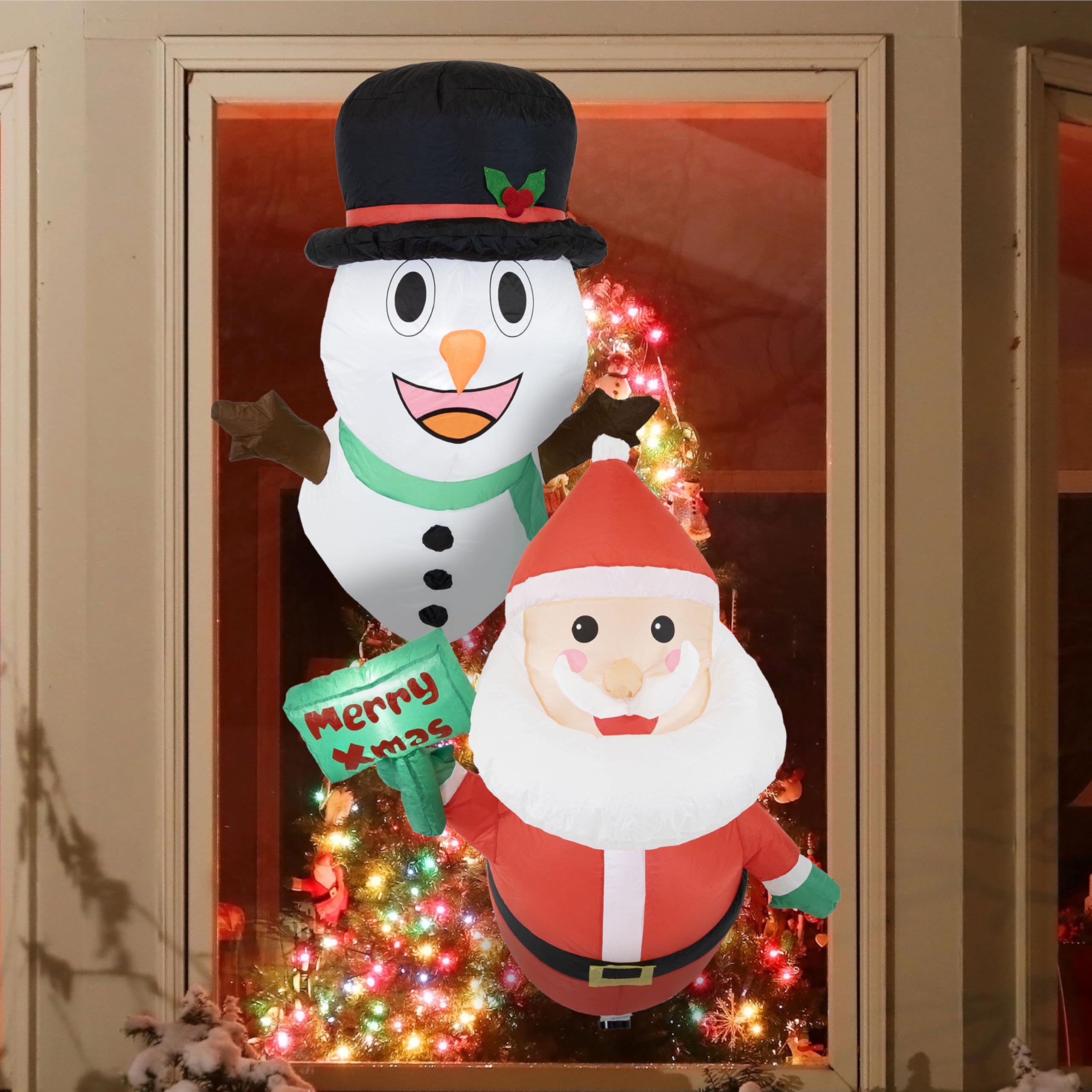 Amazon.com: Sunnydaze Santa and Frosty Inflatable Christmas Decoration ...