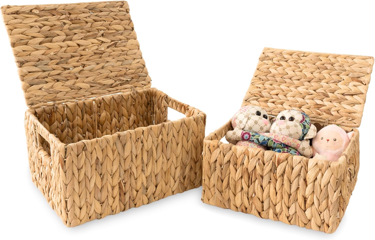 Amazon.com: Wicker Storage Baskets with Lid, Set 2 Basket With Lid ...