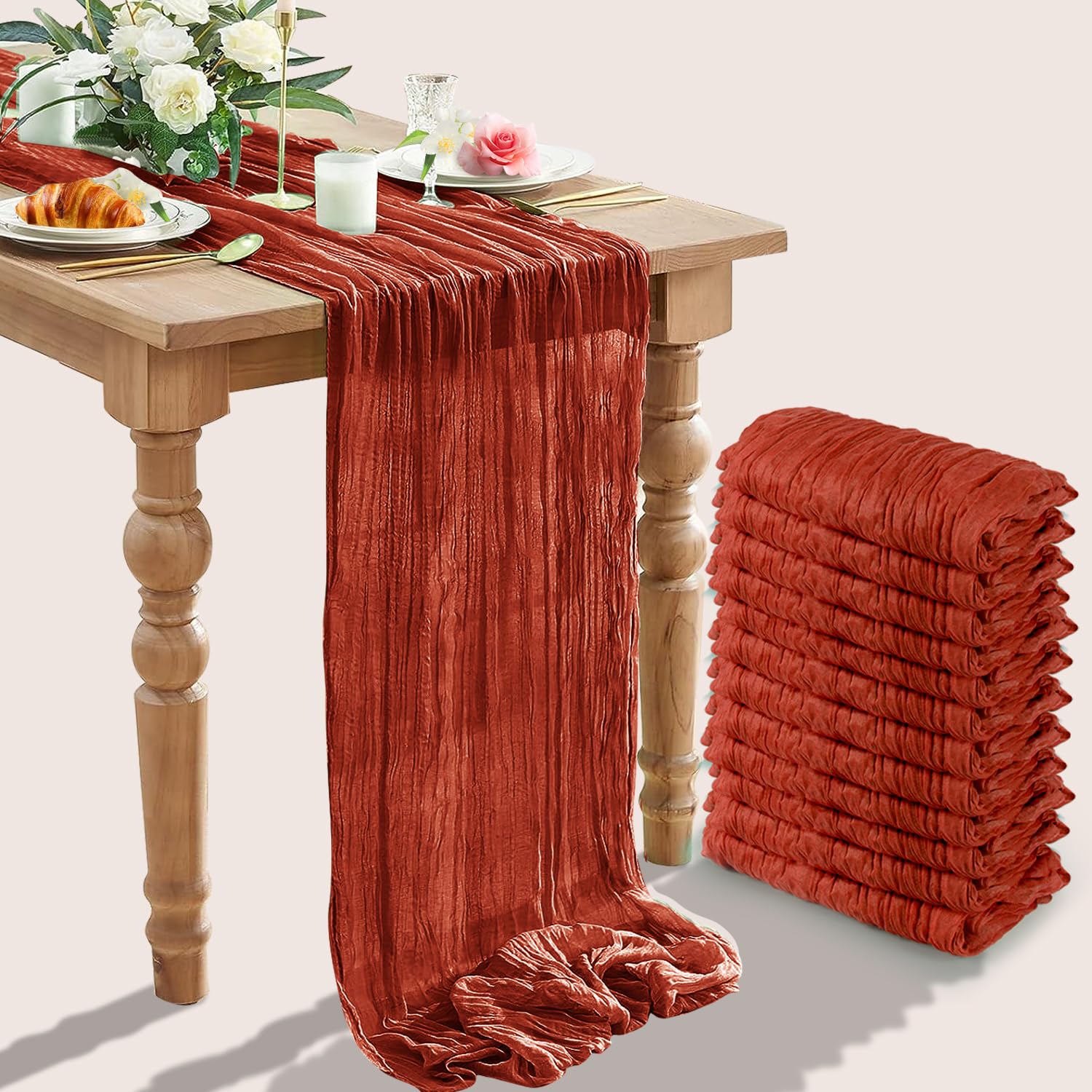 Snapklik.com : TISEMENT 12 Packs Cheesecloth Table Runner, 35x 120 ...