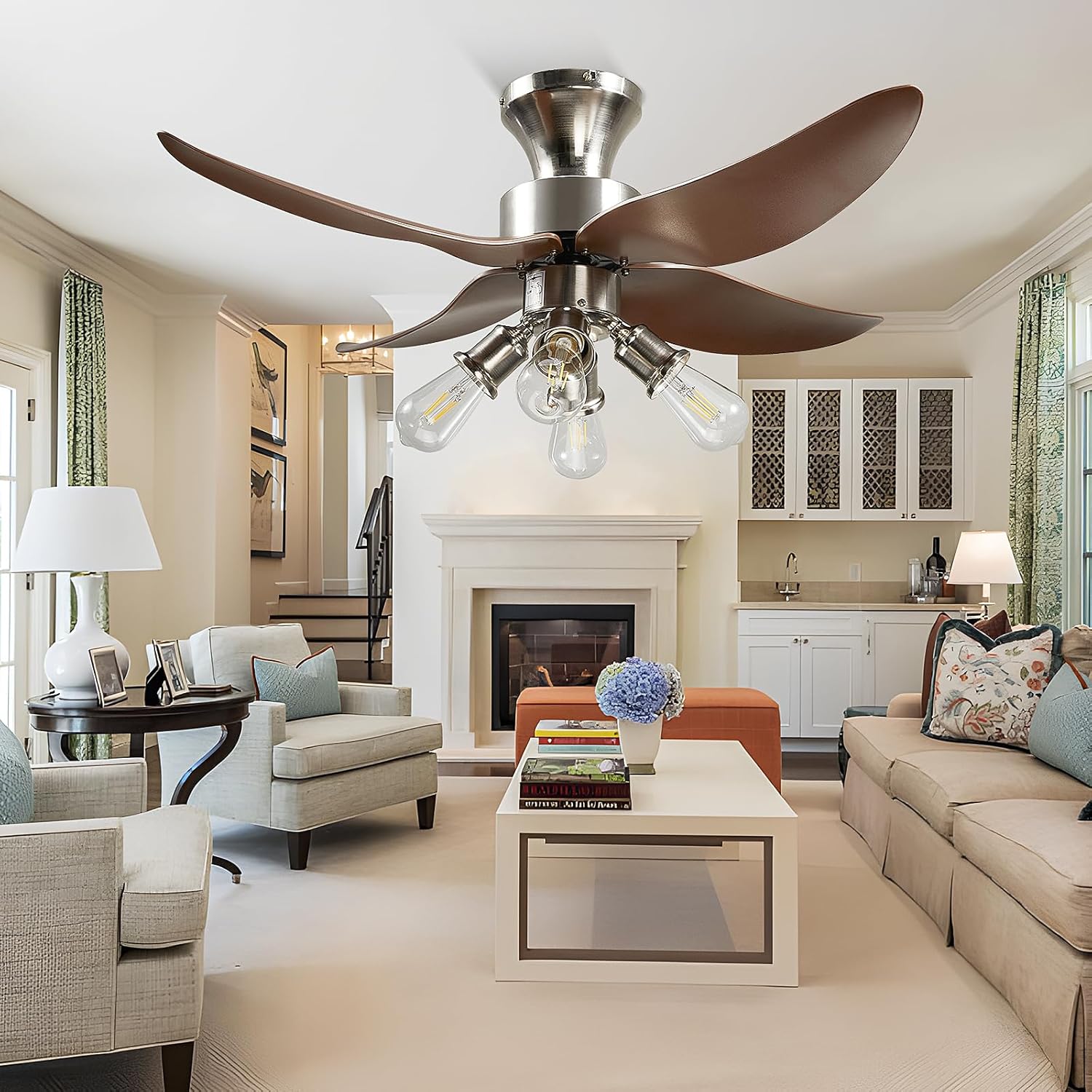 Amazon.com: Ceiling Fans,Ceiling Fan with Lights, 42" Low Profile ...