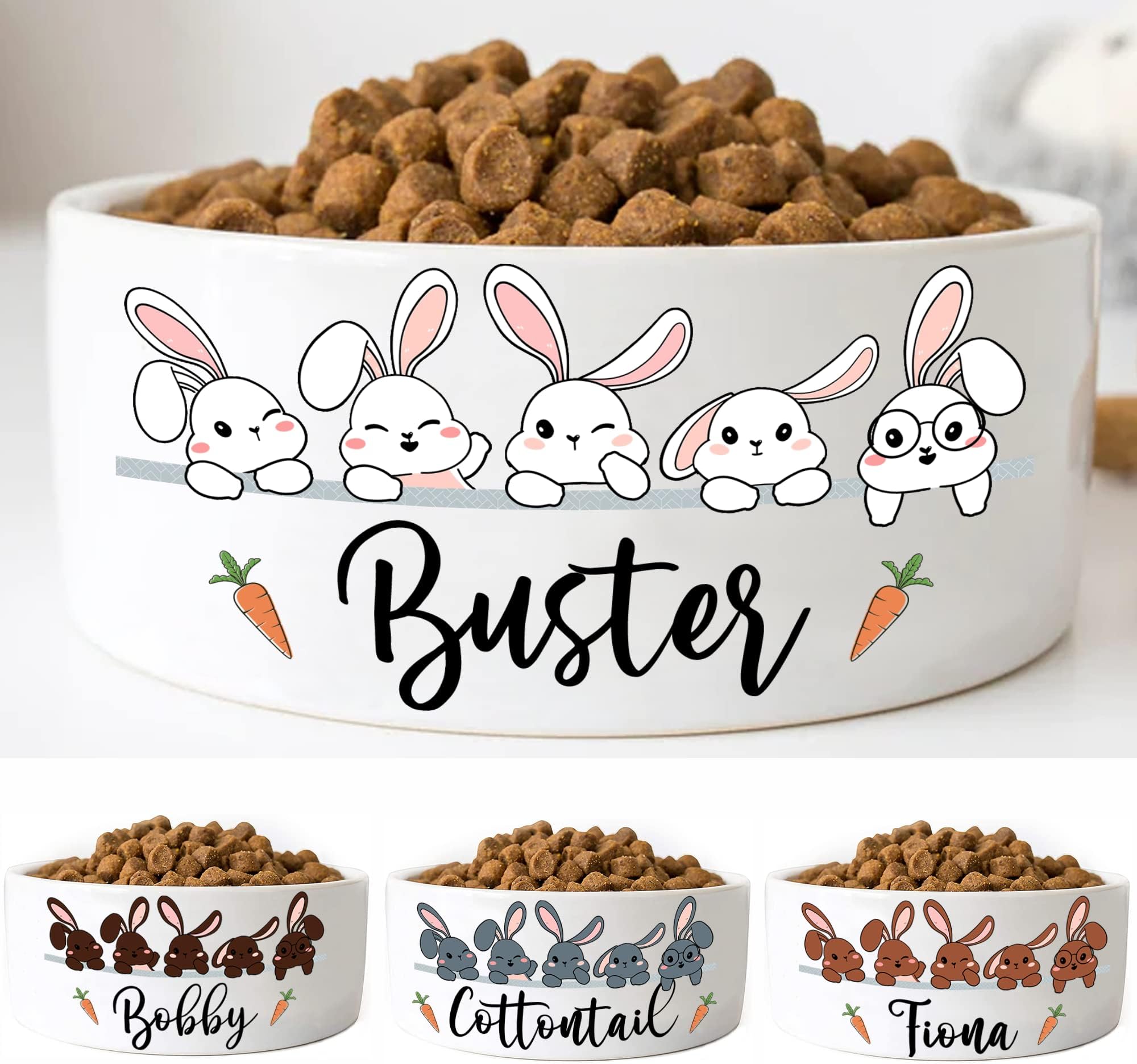 Amazon.com: Personalized Bunny Bowl – Custom 5"x2" Ceramic Food and ...