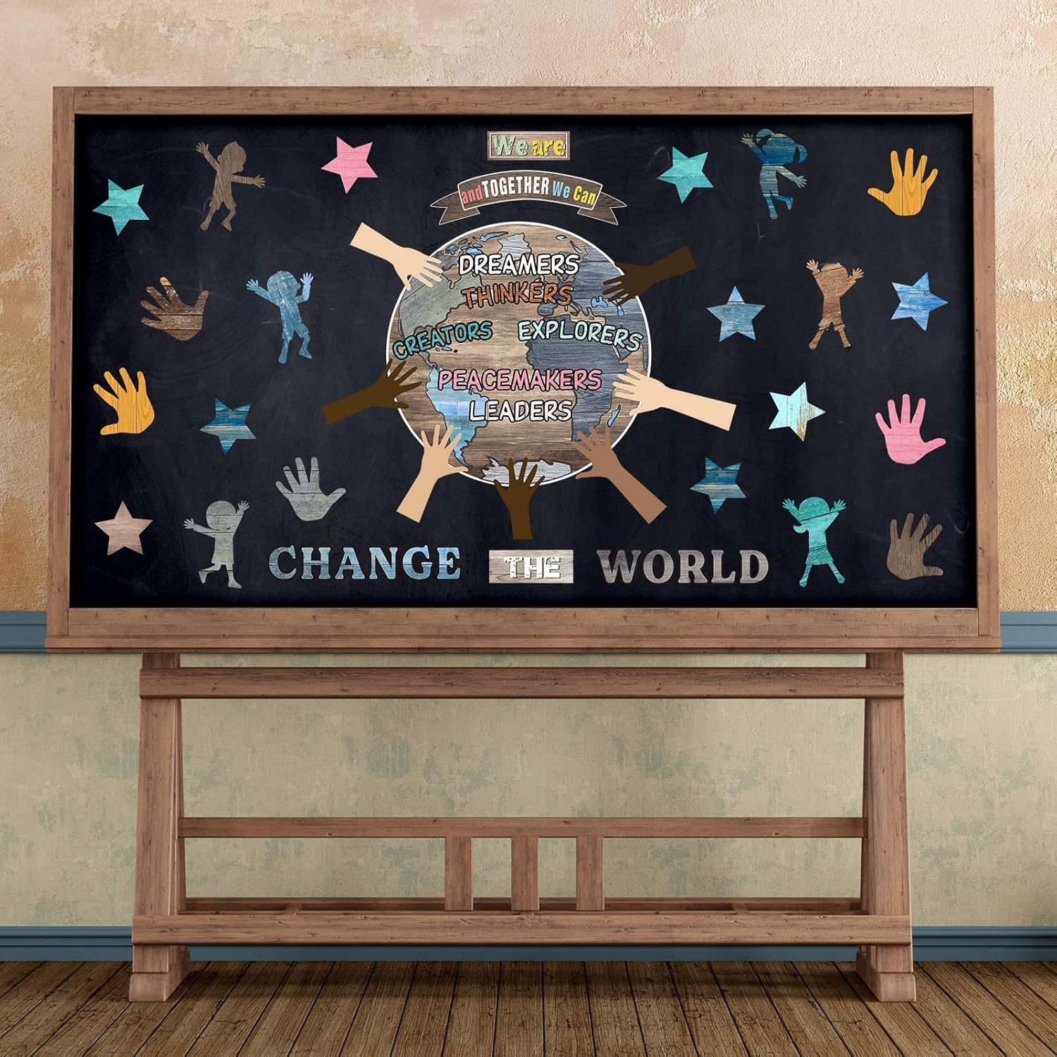 88 piezas de decoraciones de aula One World Together We Can Change The ...