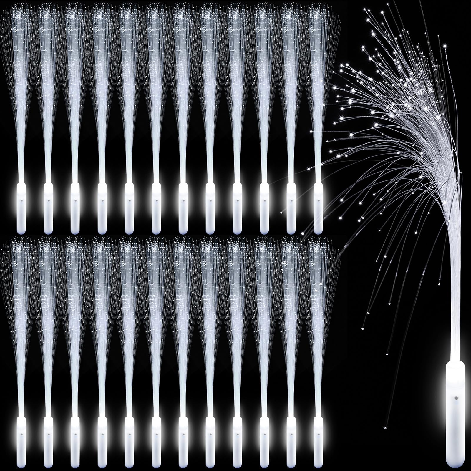 VAIPI 36 Pack White Fiber Optic Wands 20 inch Long Sparklers Fireworks ...