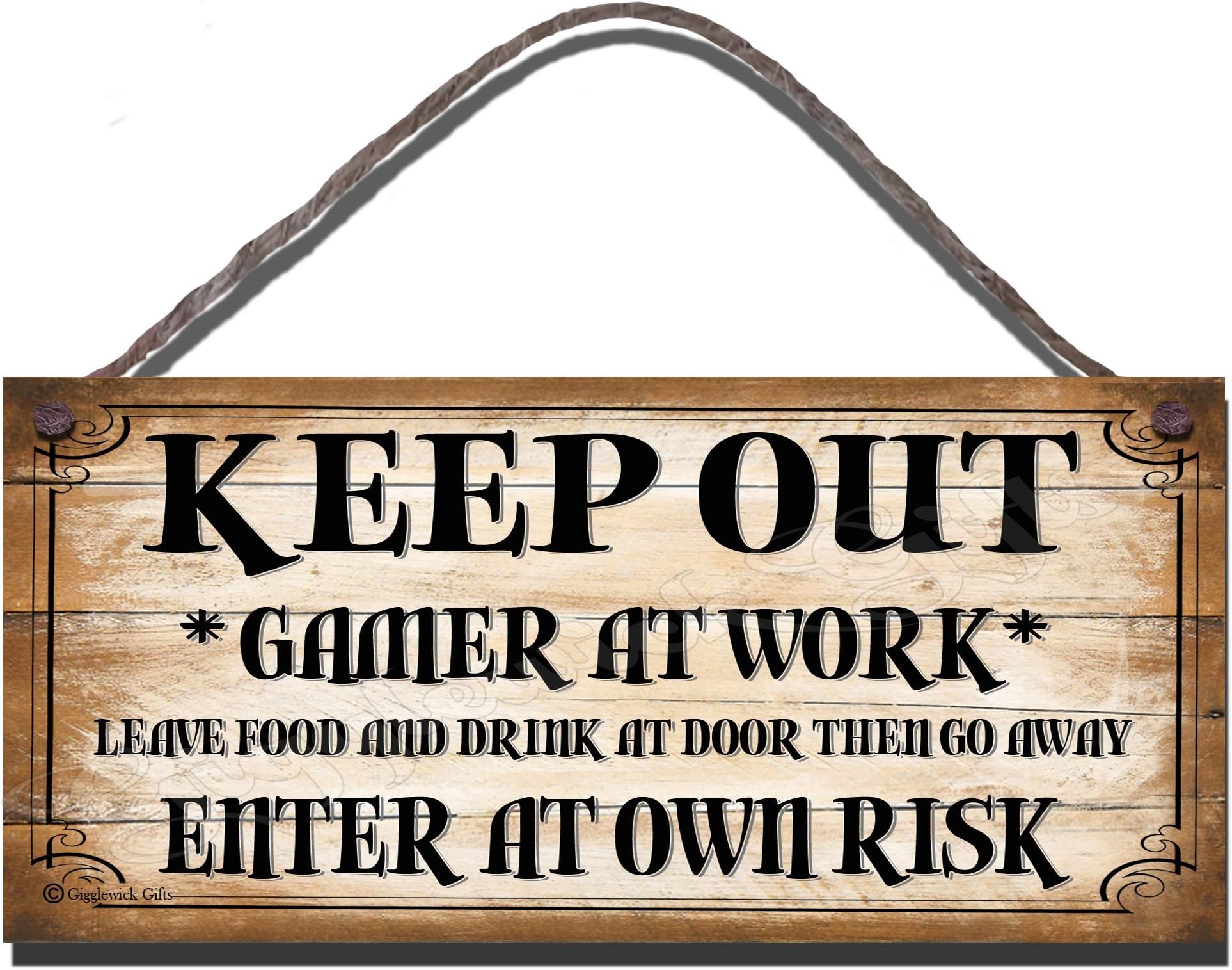 Wooden Funny Sign Keep Out Gamer at Work Leave Food and Drink at Door ...
