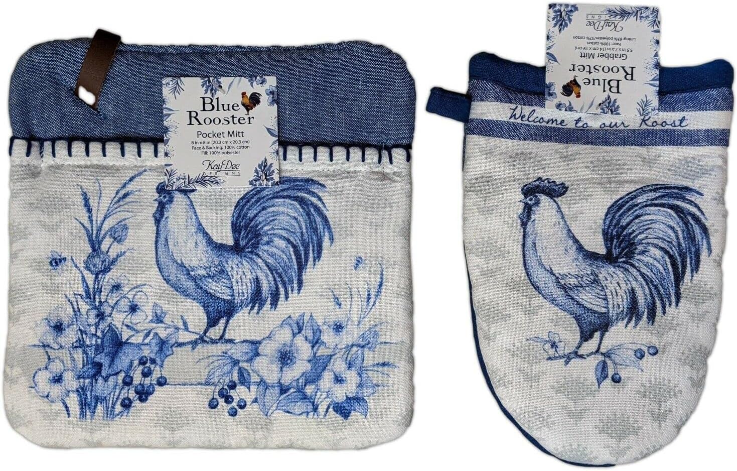 Amazon.com: Blue Rooster Potholder & Oven Grabber Mitt Set, : Home ...