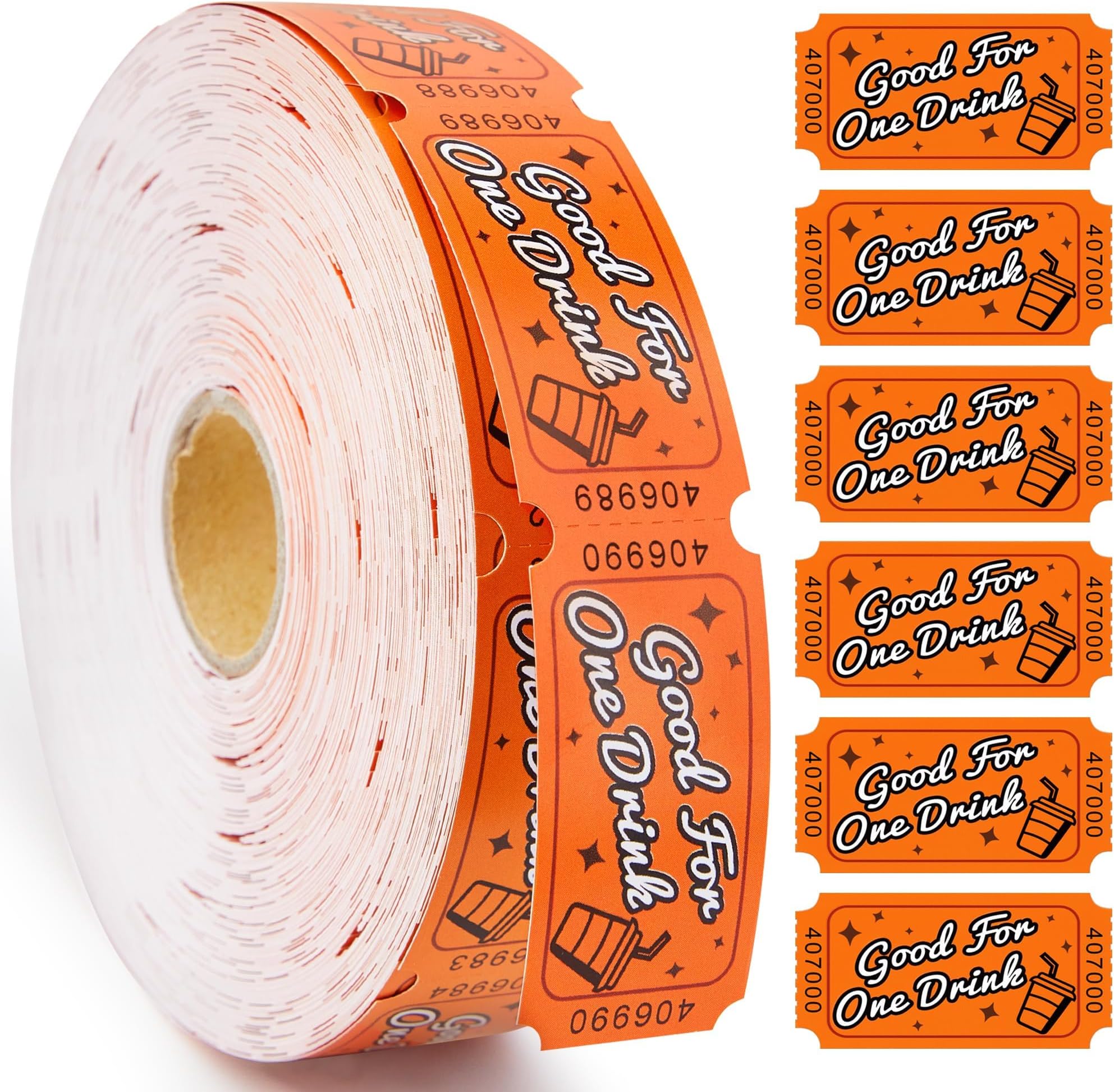 Amazon.com : Drink Raffle Ticket Roll, Orange Single Roll Tickets for ...