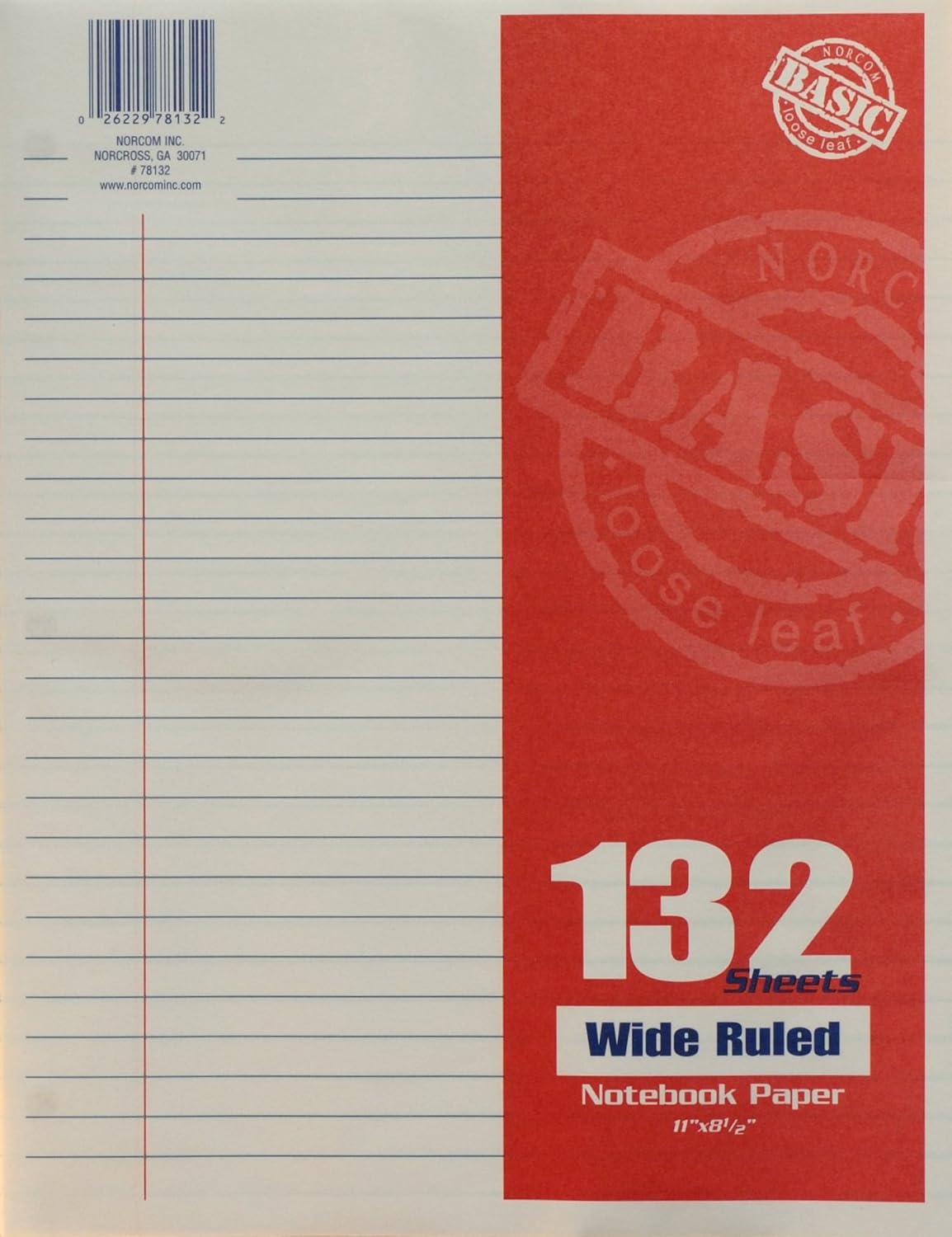 Amazon.com : Norcom 11 x 8.5 Inches, 132 Sheets Wide Ruled Notebook ...