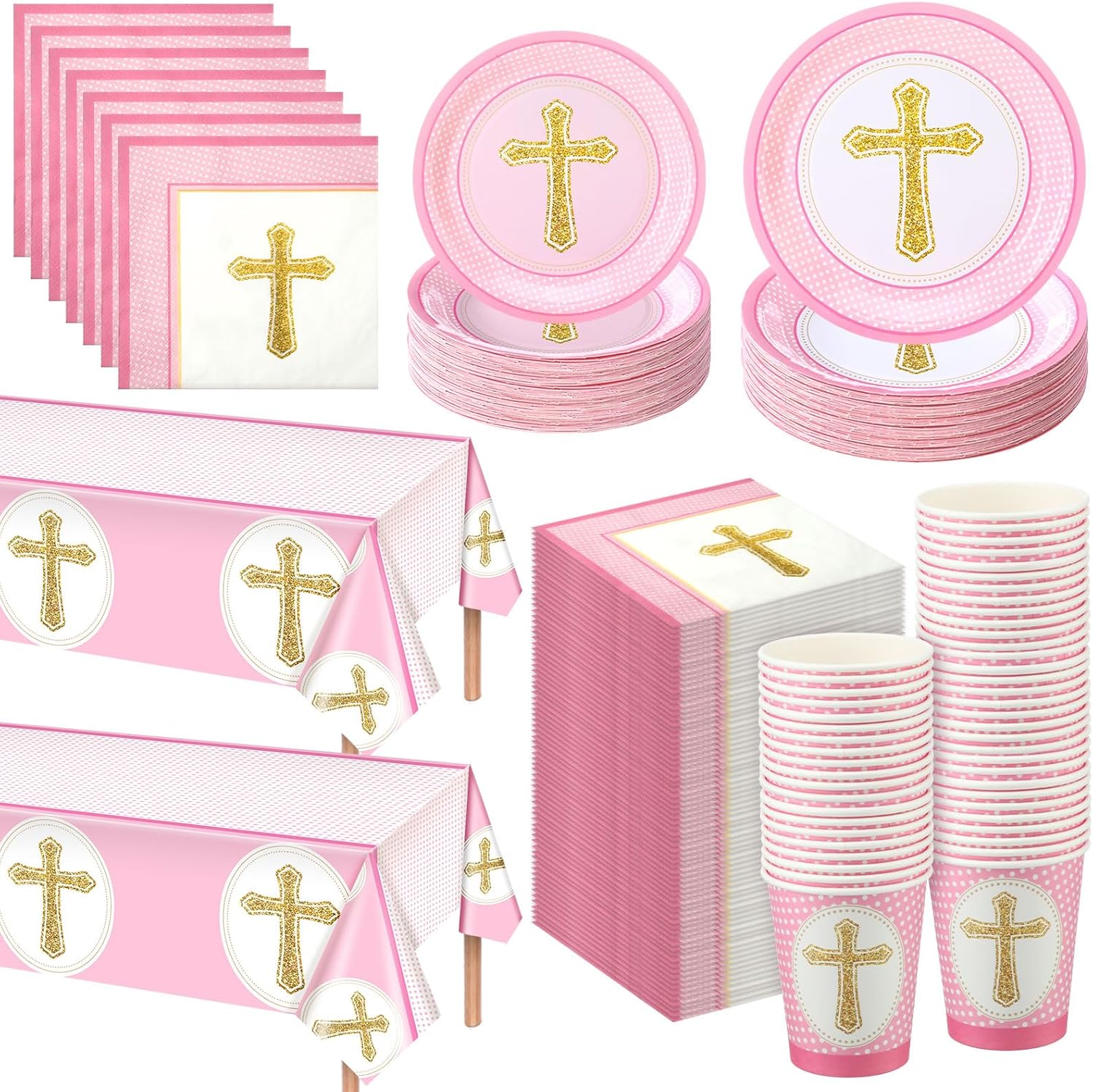 Amazon.com: Yungyan Set of 24 Baptismal Plates Napkins and 2 ...