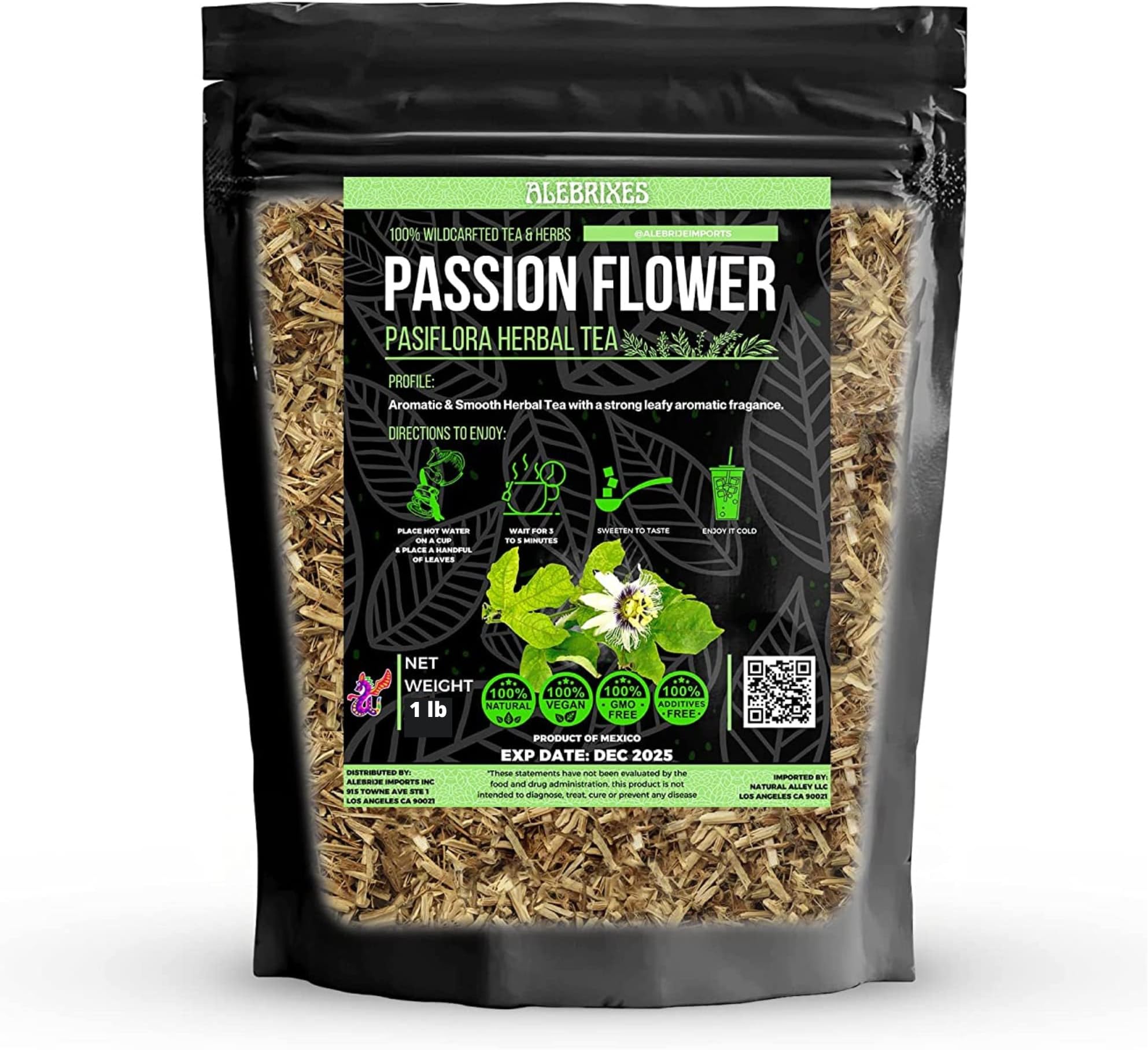 Amazon.com : Alebrixes | Passion Flower Herbal Tea (1 LB)| Whole Dried ...