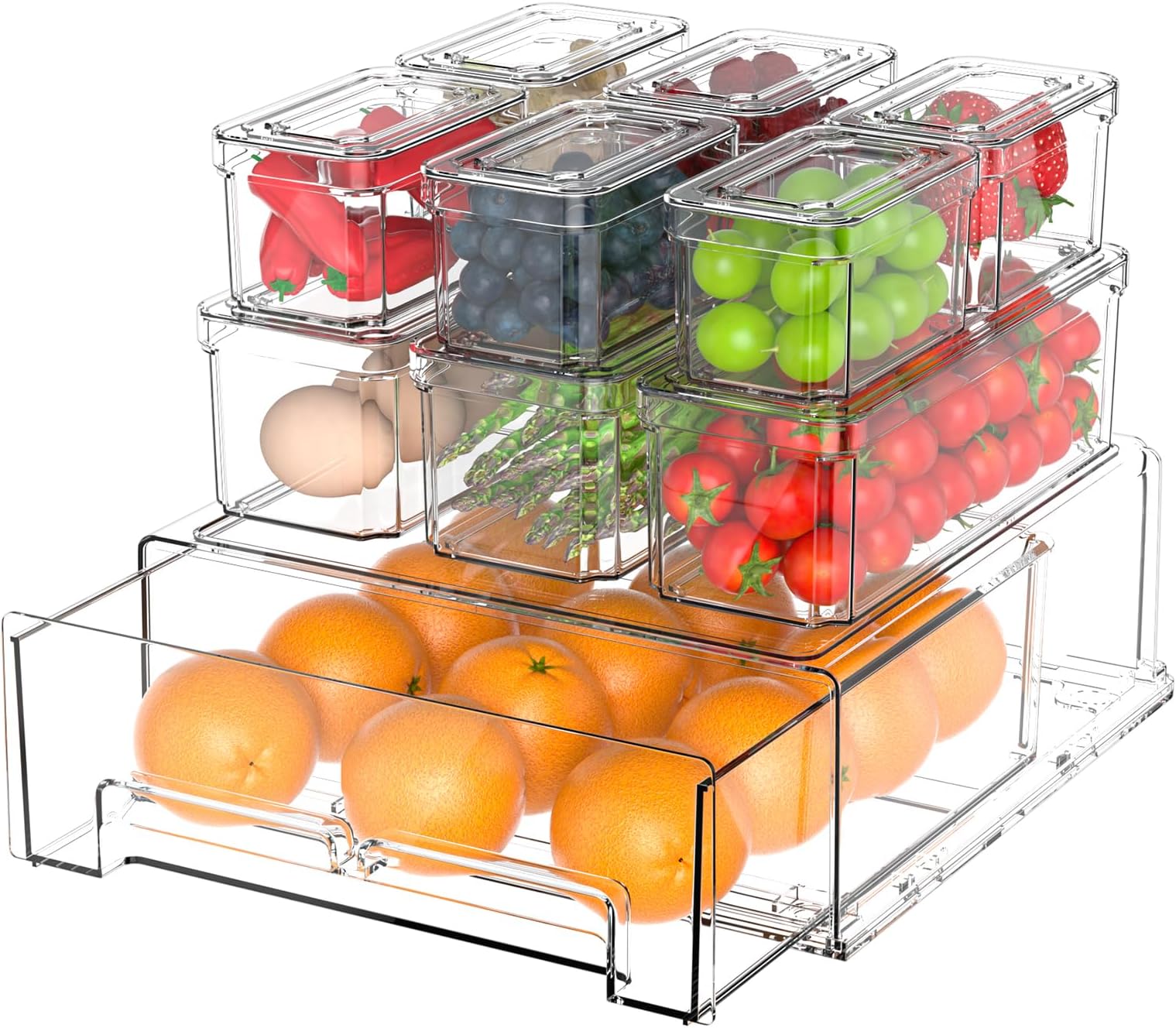 Amazon.com: Four Pack Fridge Organizer Bins - Set of Four Stackable ...
