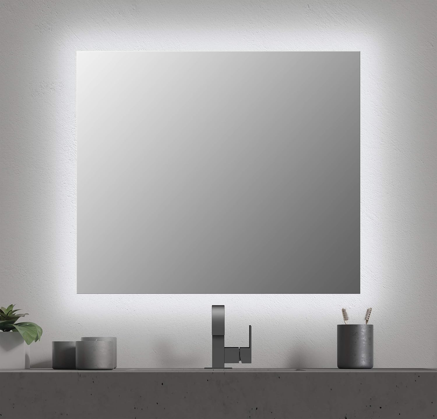 Amazon.com: Seura 42 x 36 inch Halo LED Lighted Bathroom Mirror, Wall ...