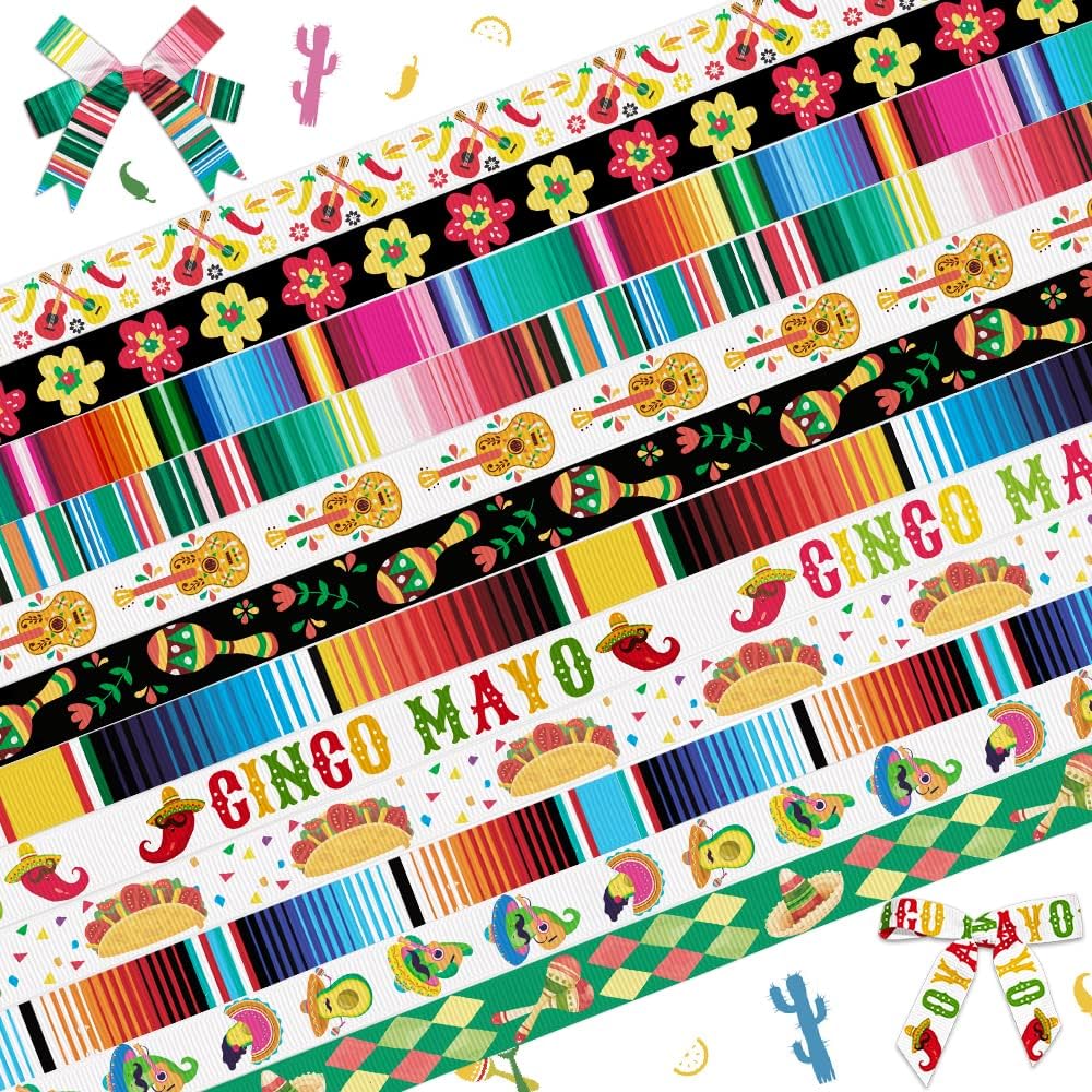 Amazon.com: Hying 12 Rolls Mexican Ribbons for Crafts Wrapping Gifts ...