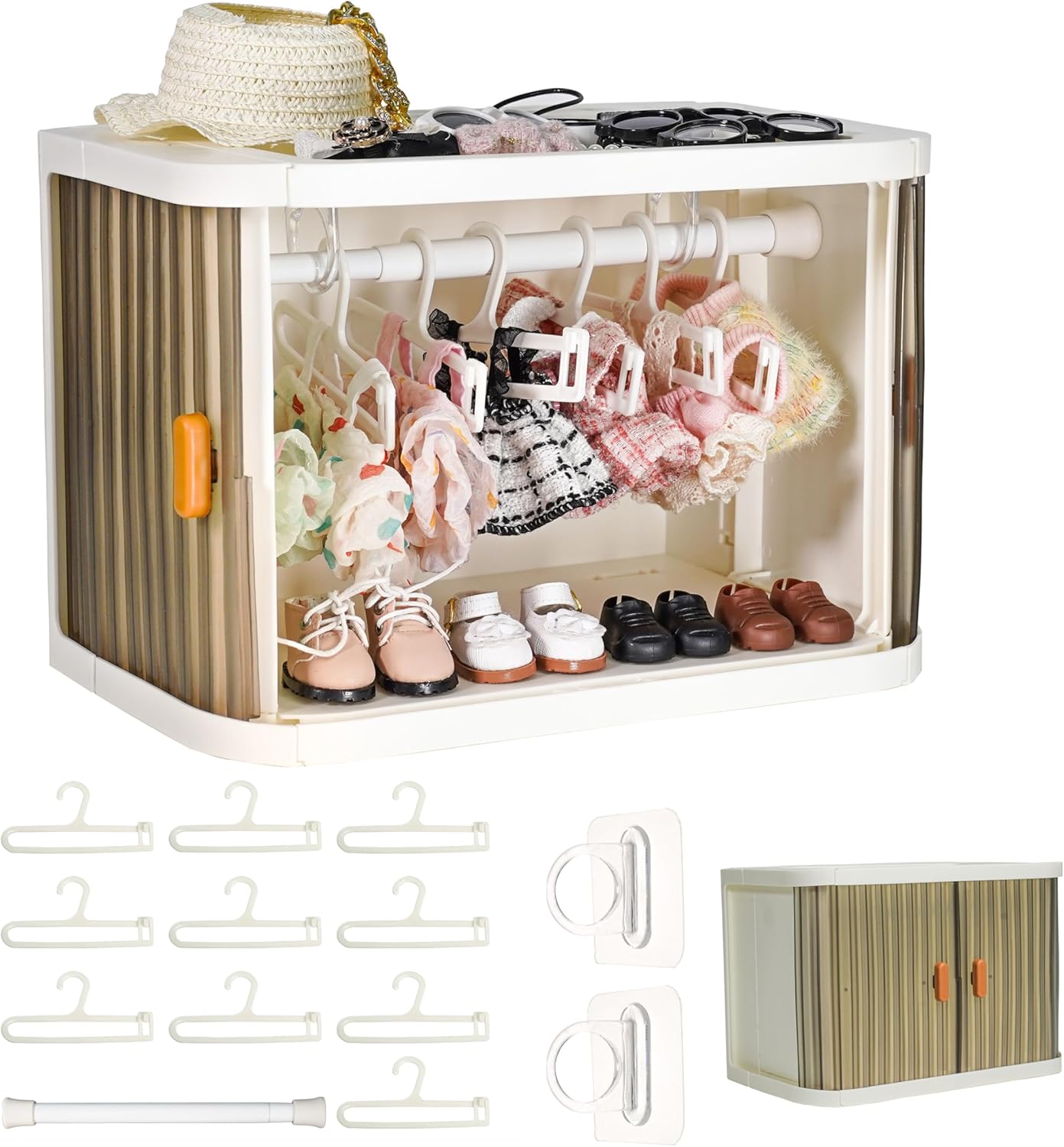 Amazon.com: KBBYT Foldable Doll Wardrobe Compatible with Labubu Clothes ...