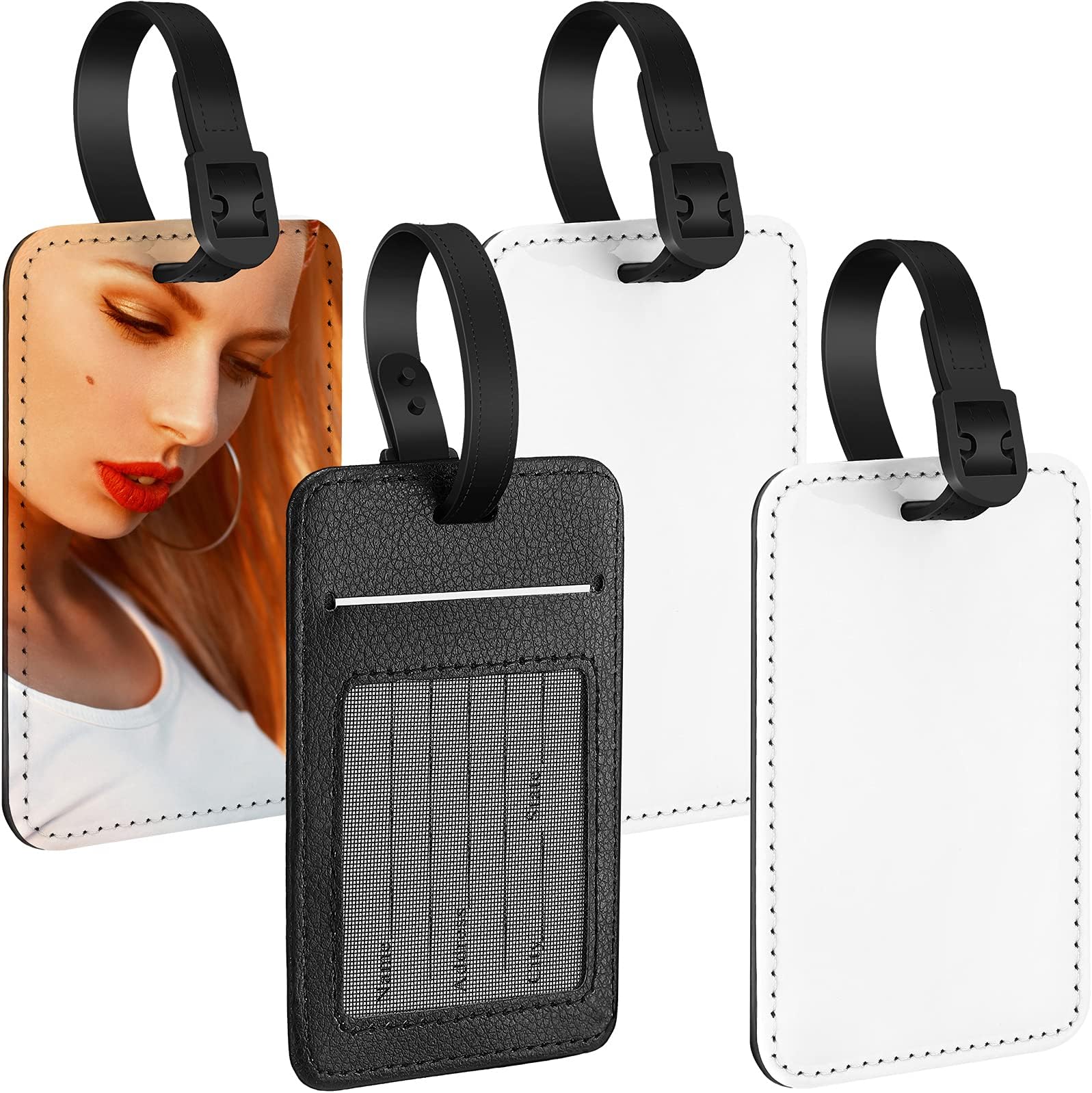 Amazon.com: Frienda 4 Pieces Sublimation Luggage Tags Bulk PU Leather ...