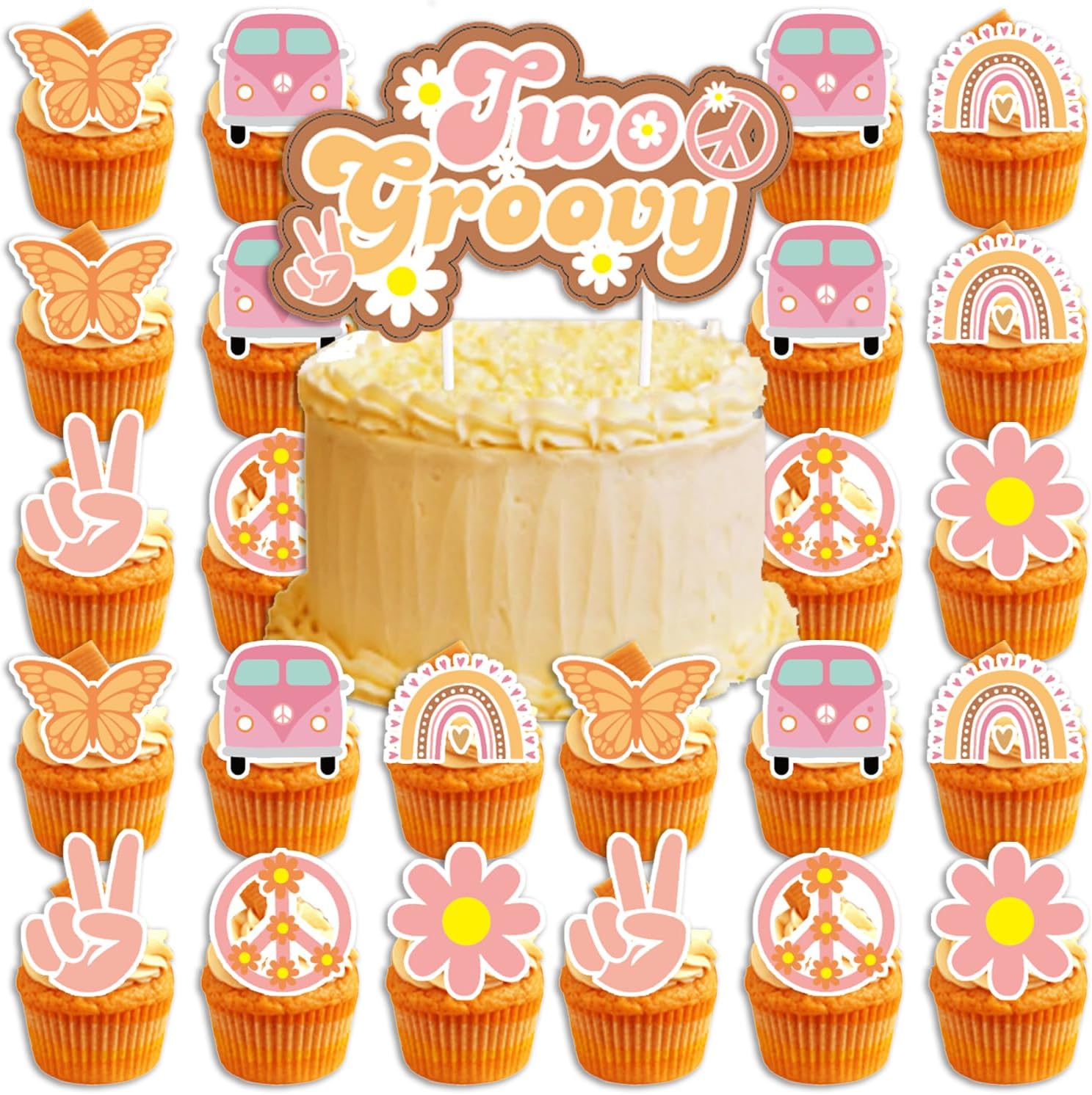 Amazon.com: 25pcs Groovy Boho Birthday Party Supplies,Boho Rainbow ...