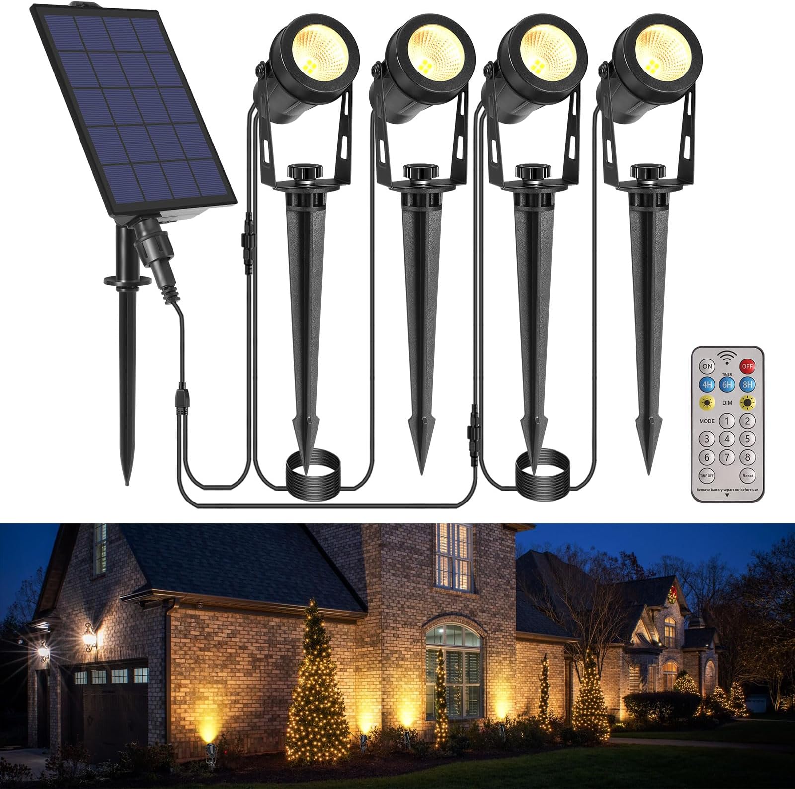 B-right Solar Spot Lights Outdoor, 8 Modes IP65 Waterproof Solar ...