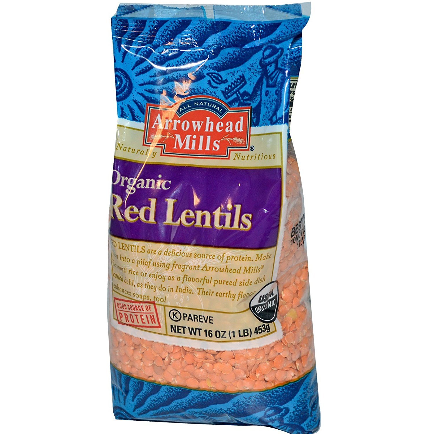 Amazon.com : Arrowhead Mills, Organic Red Lentils, 16 oz (453 g) - 2pcs ...