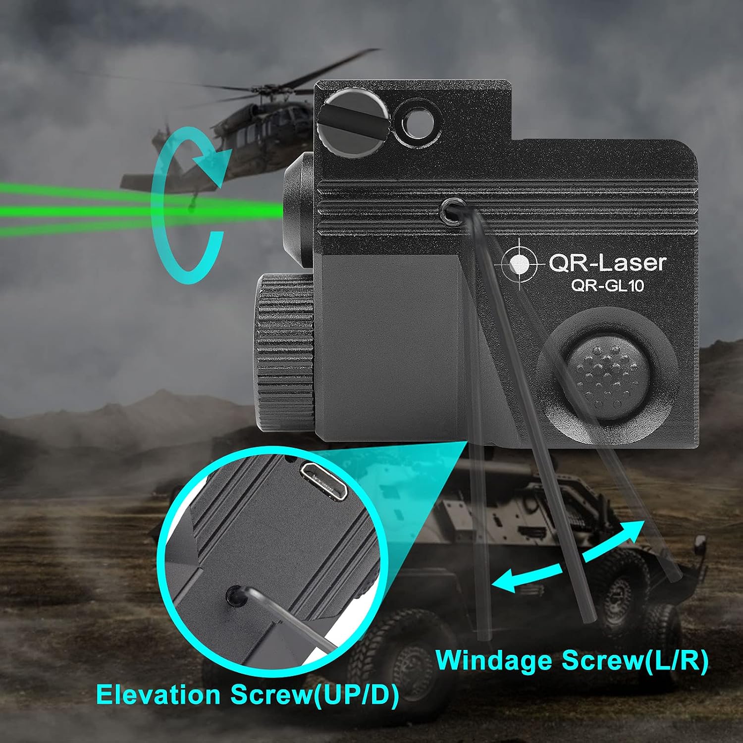 QR-Laser Green Laser Sight with 500 Lumens Tactical Flashlight ...