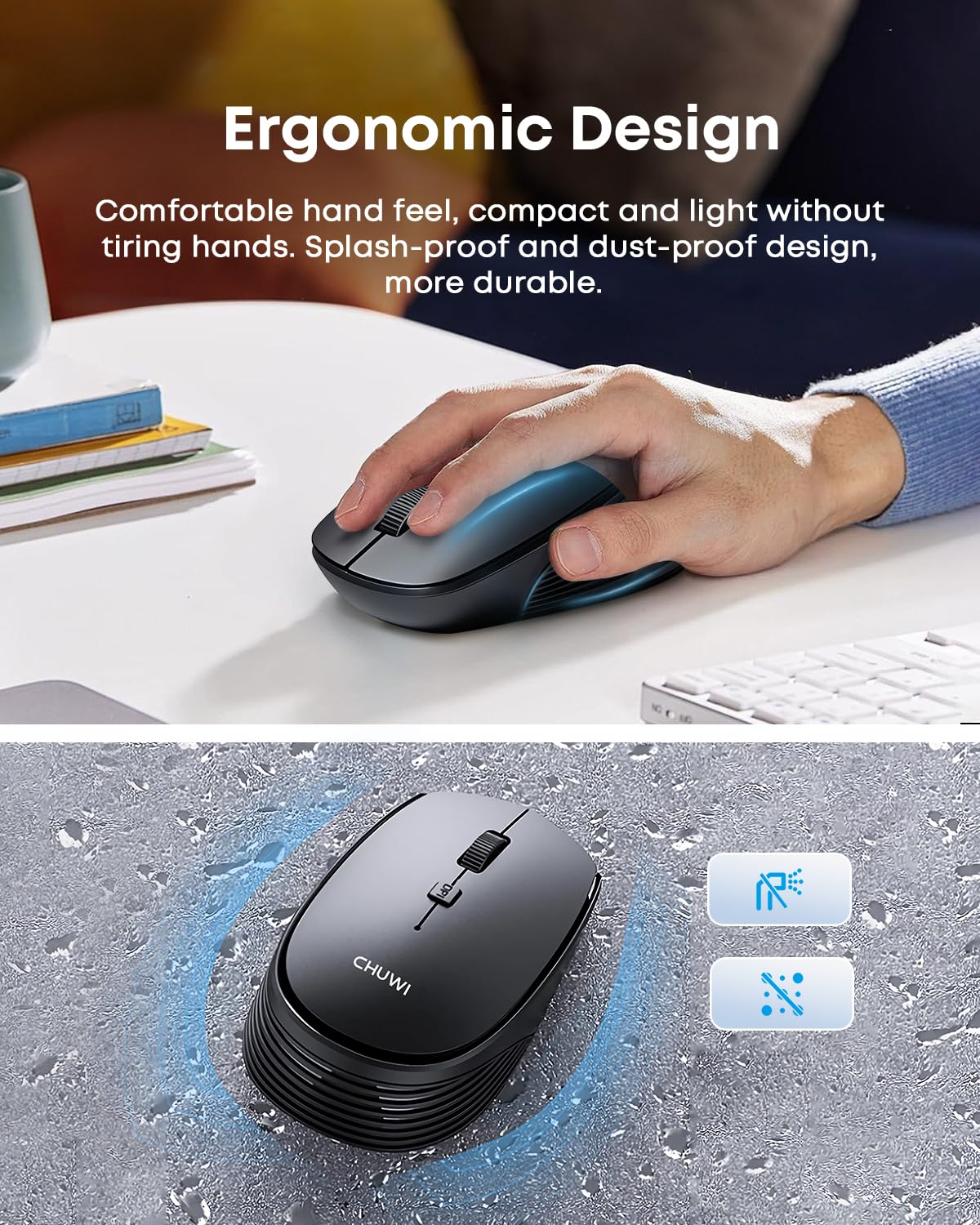 Snapklik.com : CHUWI Wireless Mouse, 2.4GHz USB Computer Mouse, 1600 ...