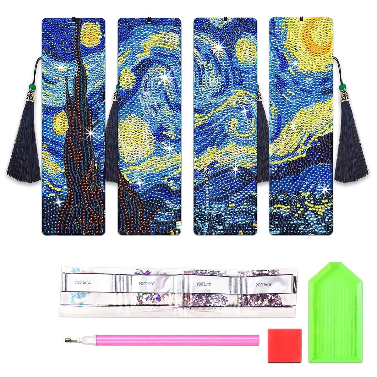Amazon.com: Diamond Art Bookmarks, 4 PCS Van Gogh Starry Night Diamond ...