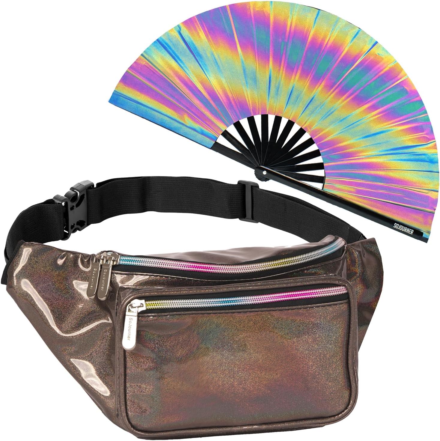 Amazon.com | Copper Glitter Fanny Pack bundle Reflective Rainbow Hand ...