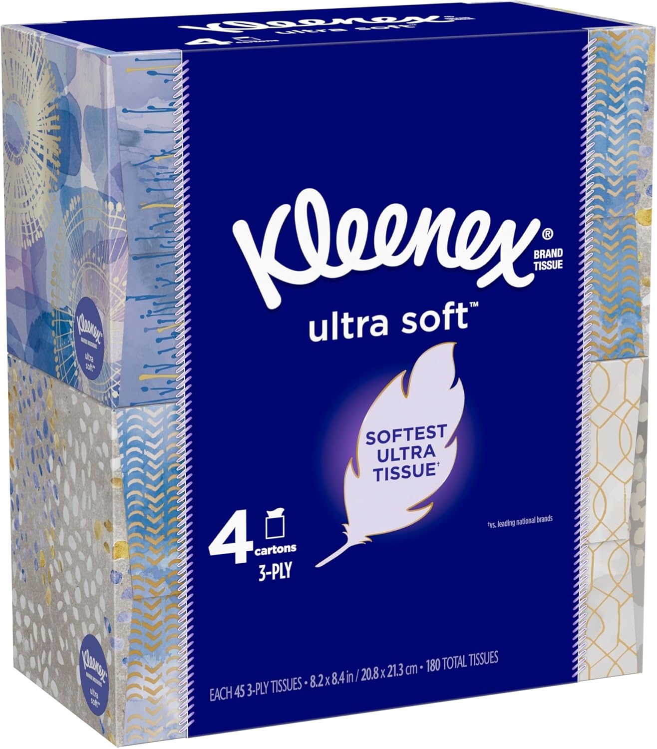 Kleenex Ultra Soft Facial Tissues, 4 Cube Boxes, 45 Tissues per Box ...