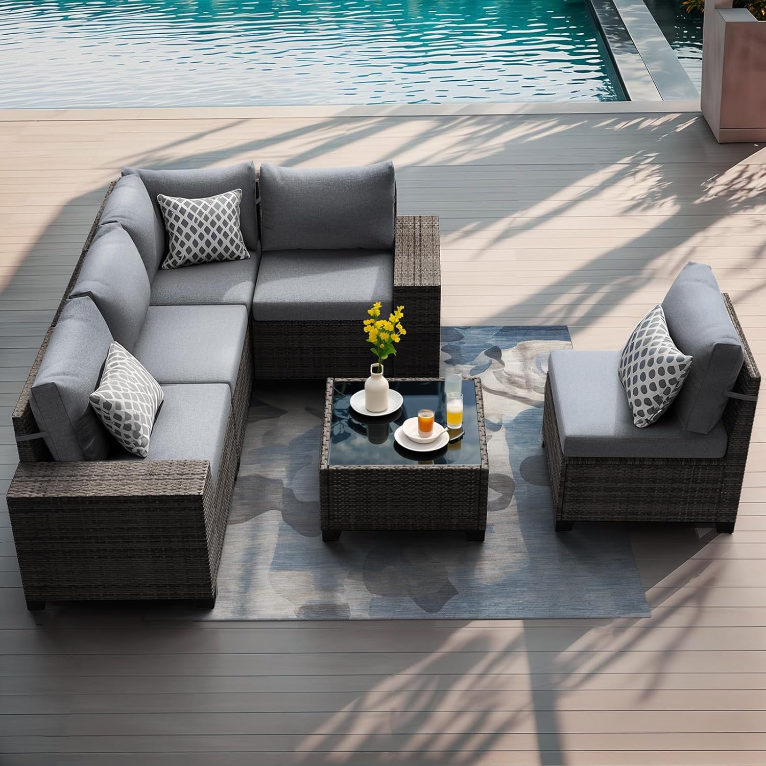 Amazon.com: JOIVI Patio Furniture Set with Coffee Table - Flexible 6 ...