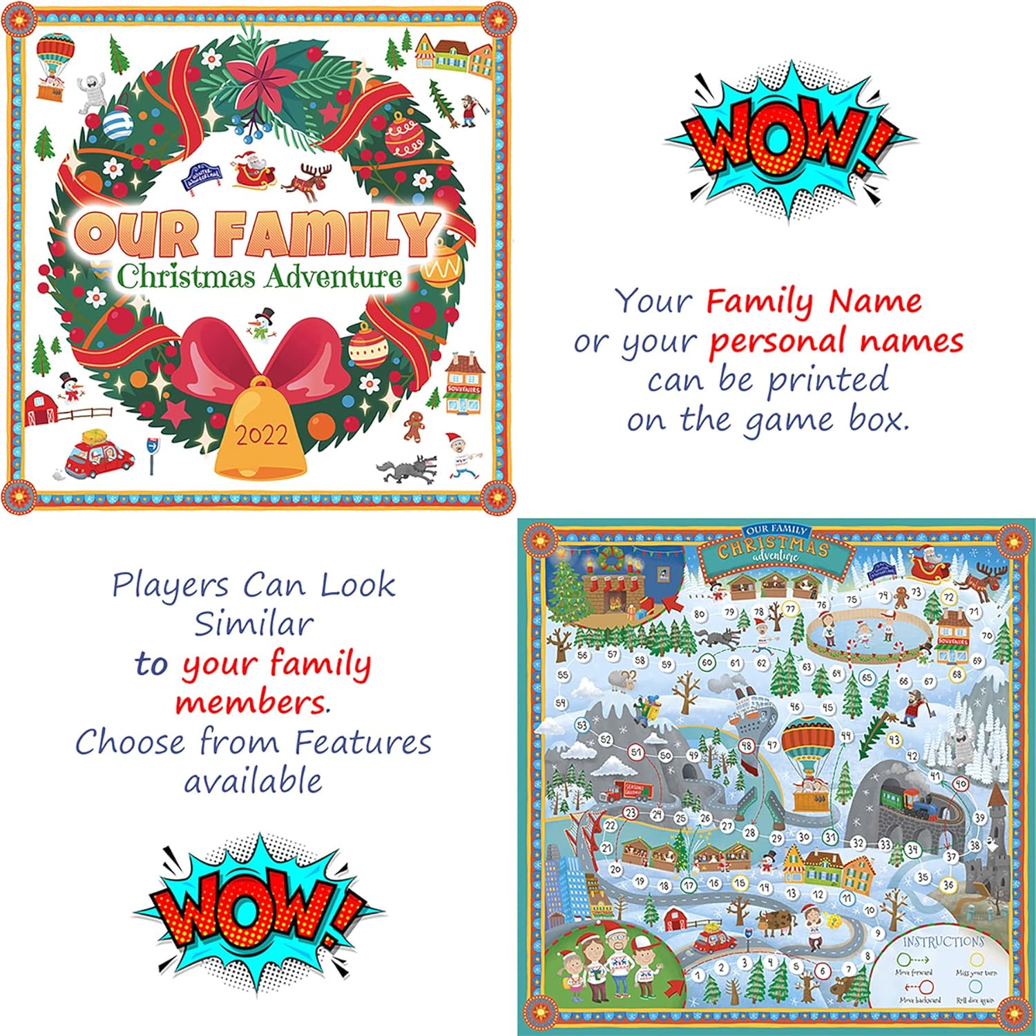 Retro Vintage Style Roll-and-move Board Game Christmas Adventure ...