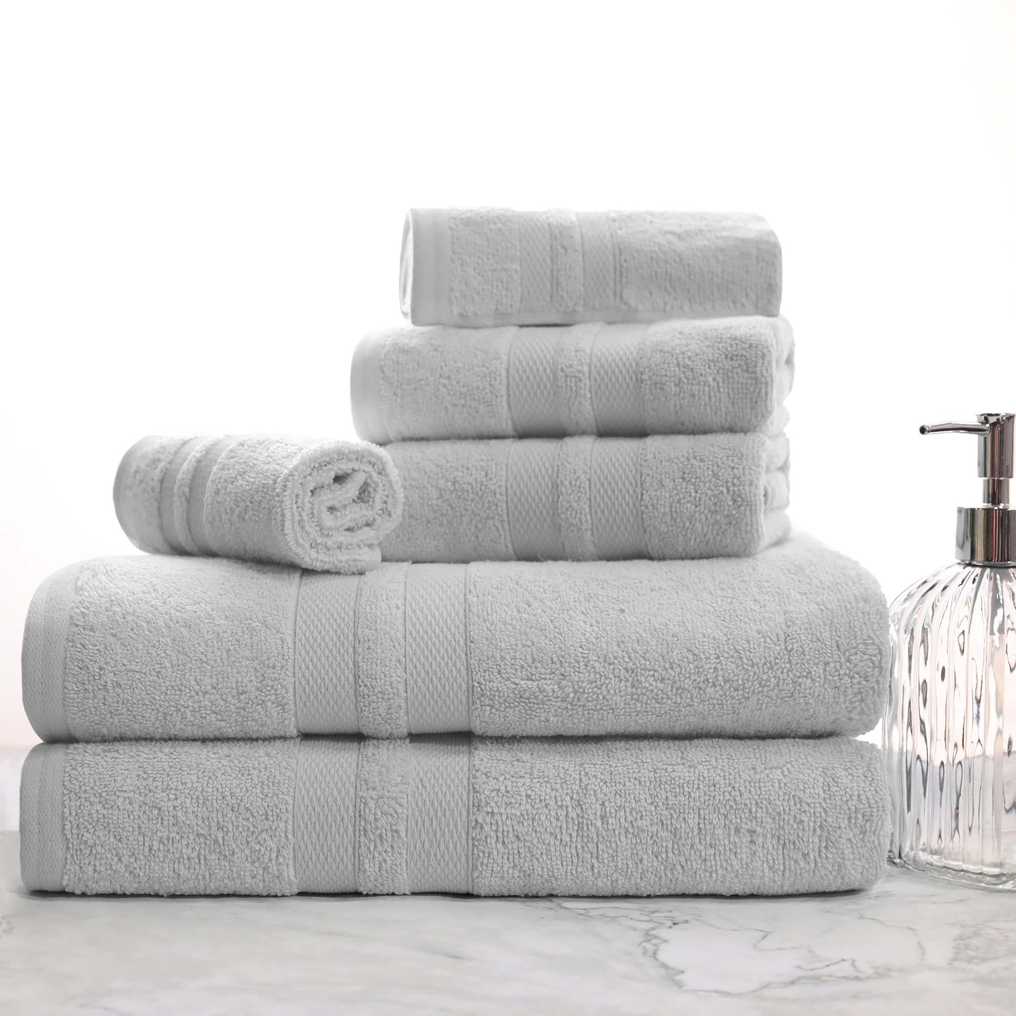 Amazon.com: Superior Ultra-Soft 6-Piece Cotton Towel Set, Includes 2 ...