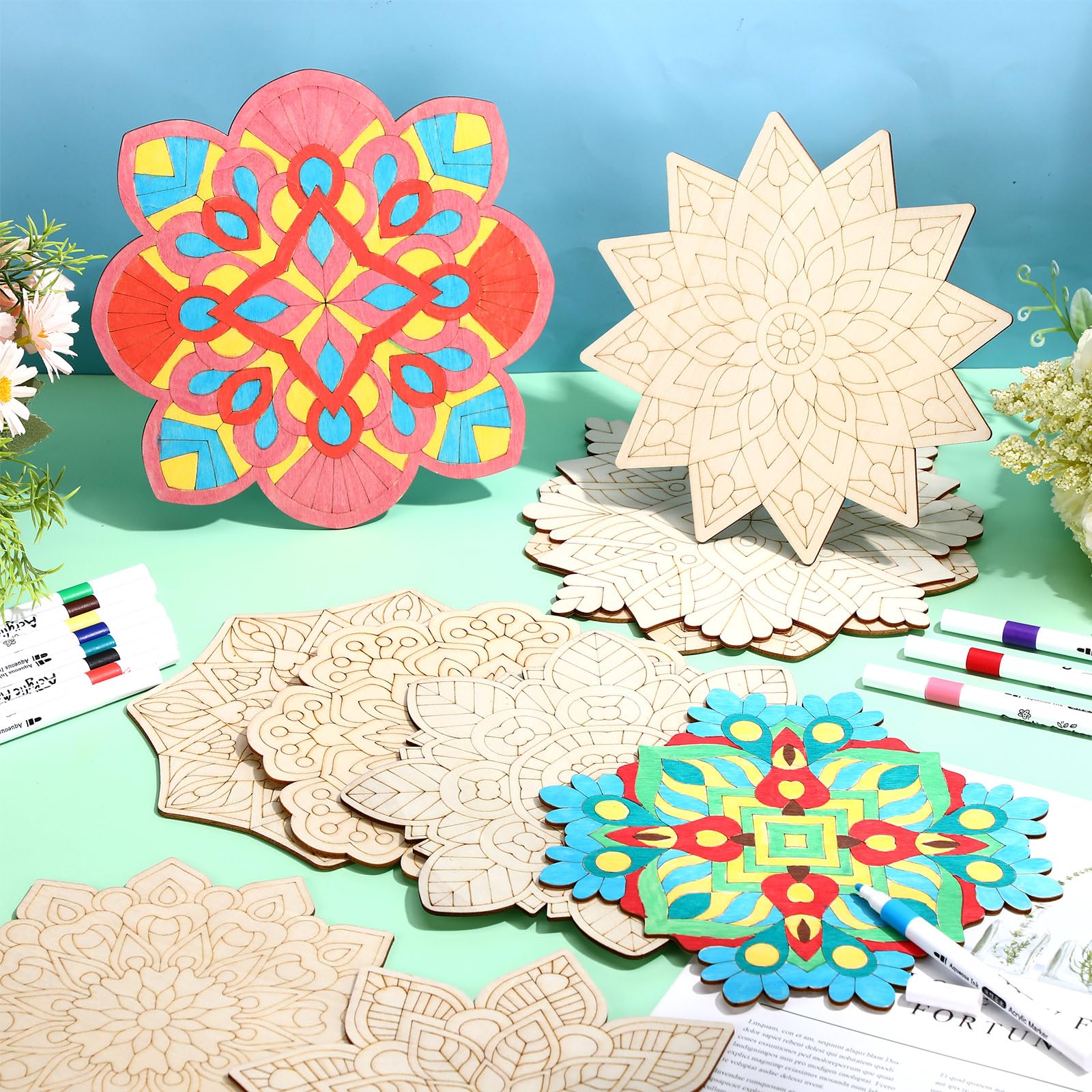 Snapklik.com : Vercraft 22 Pack DIY Wooden Mandala Art Set Diwali ...