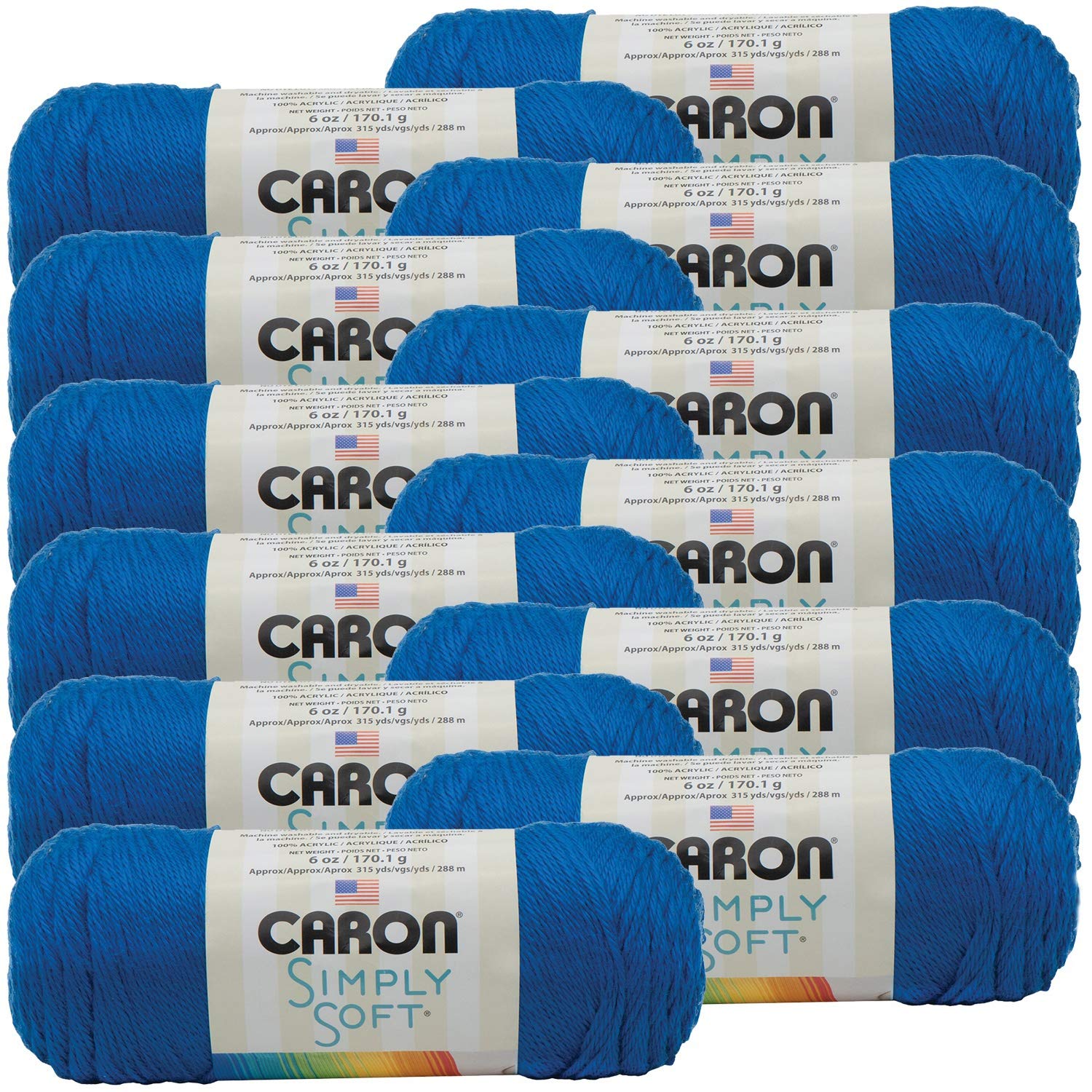 Amazon.com: Caron Royal Blue, Simply Soft Solids Yarn, Multipack of 12 ...