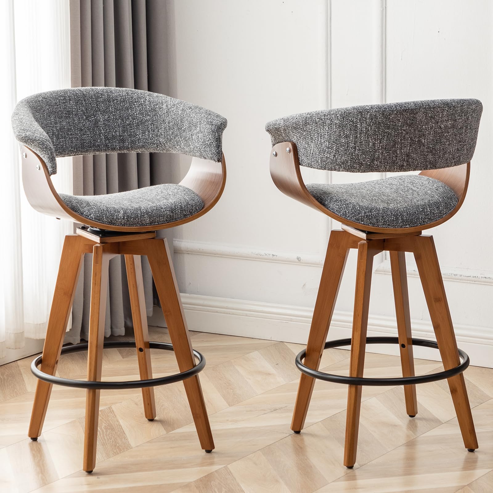 Amazon.com: Bekrvio Bar Stools 26 Inch Counter Height, Set of 2, PU ...