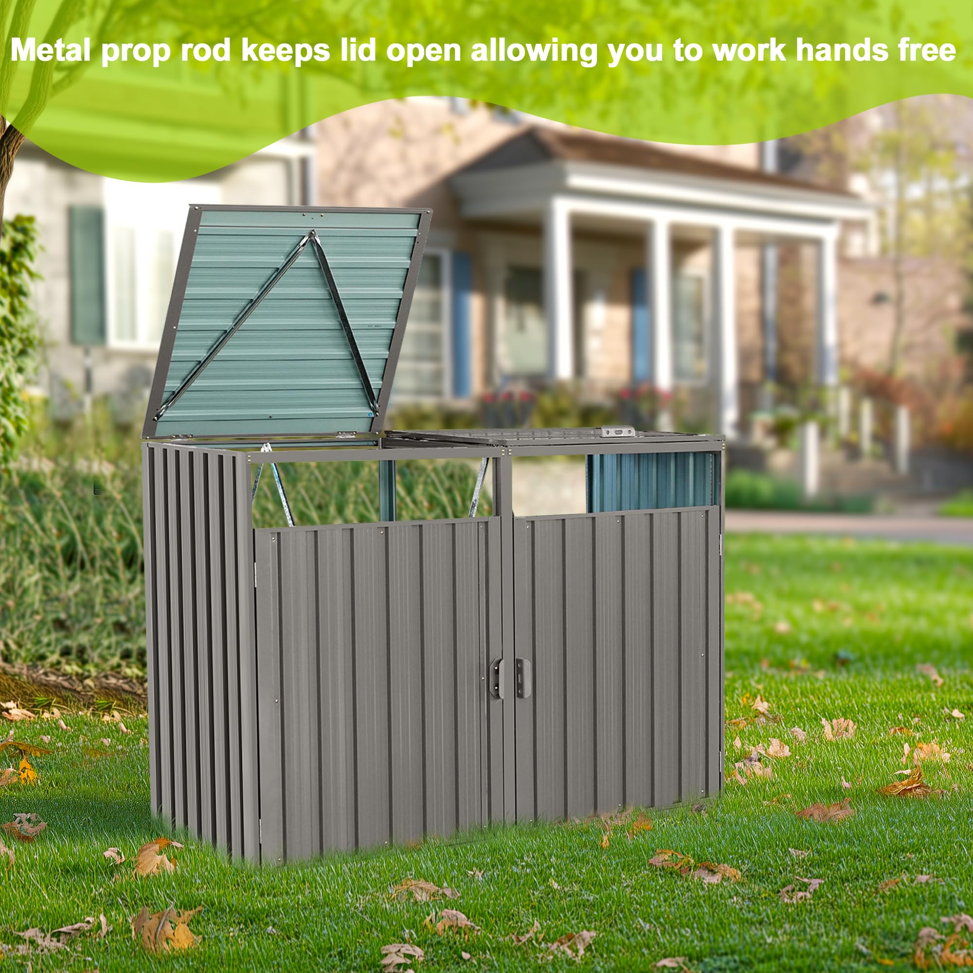 Snapklik.com : Outdoor Trash Can Shed Metal Garbage Enclosure For 2 ...