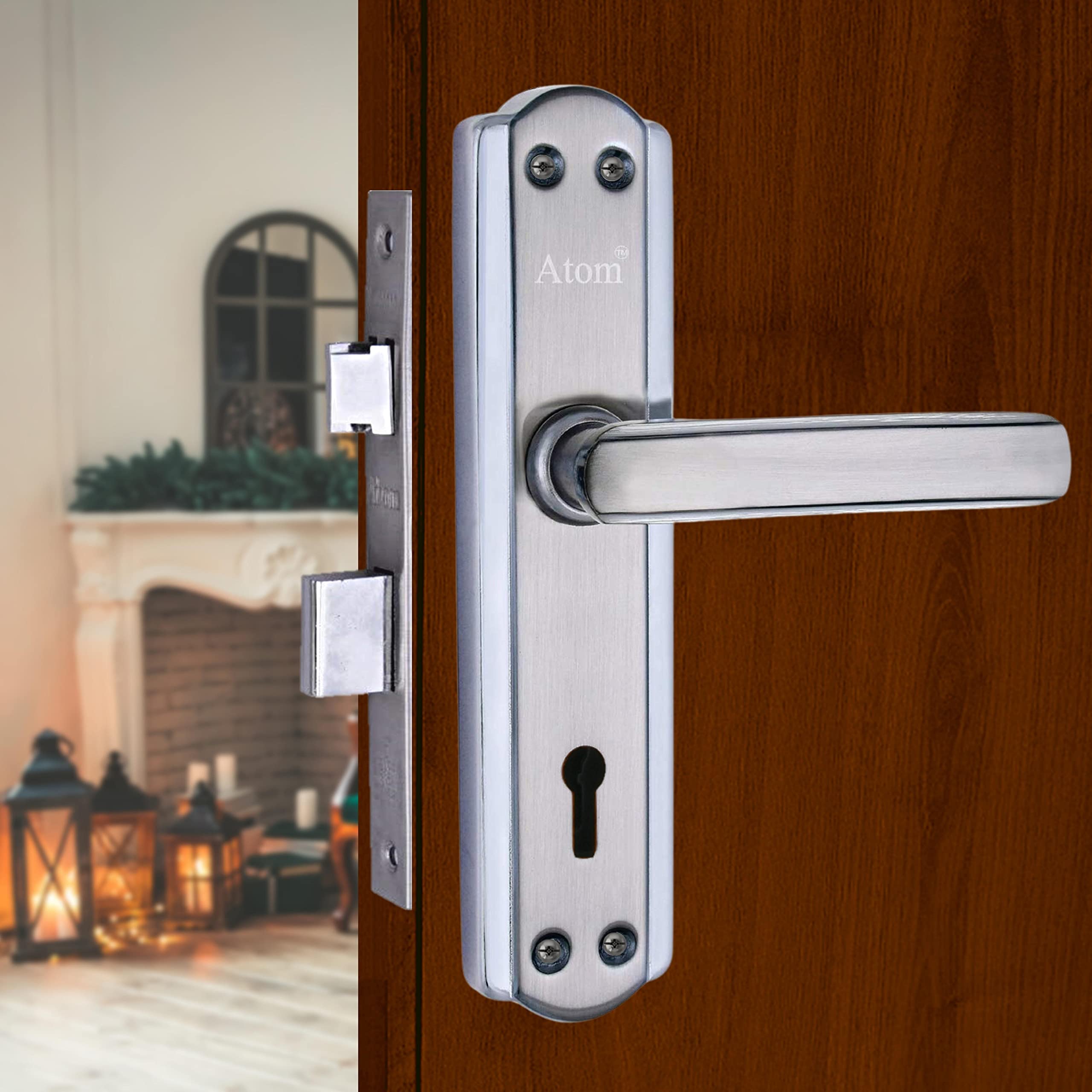 Buy Atom Heavy Duty Mortice Door Handle Set with Lock Body | Chrome ...