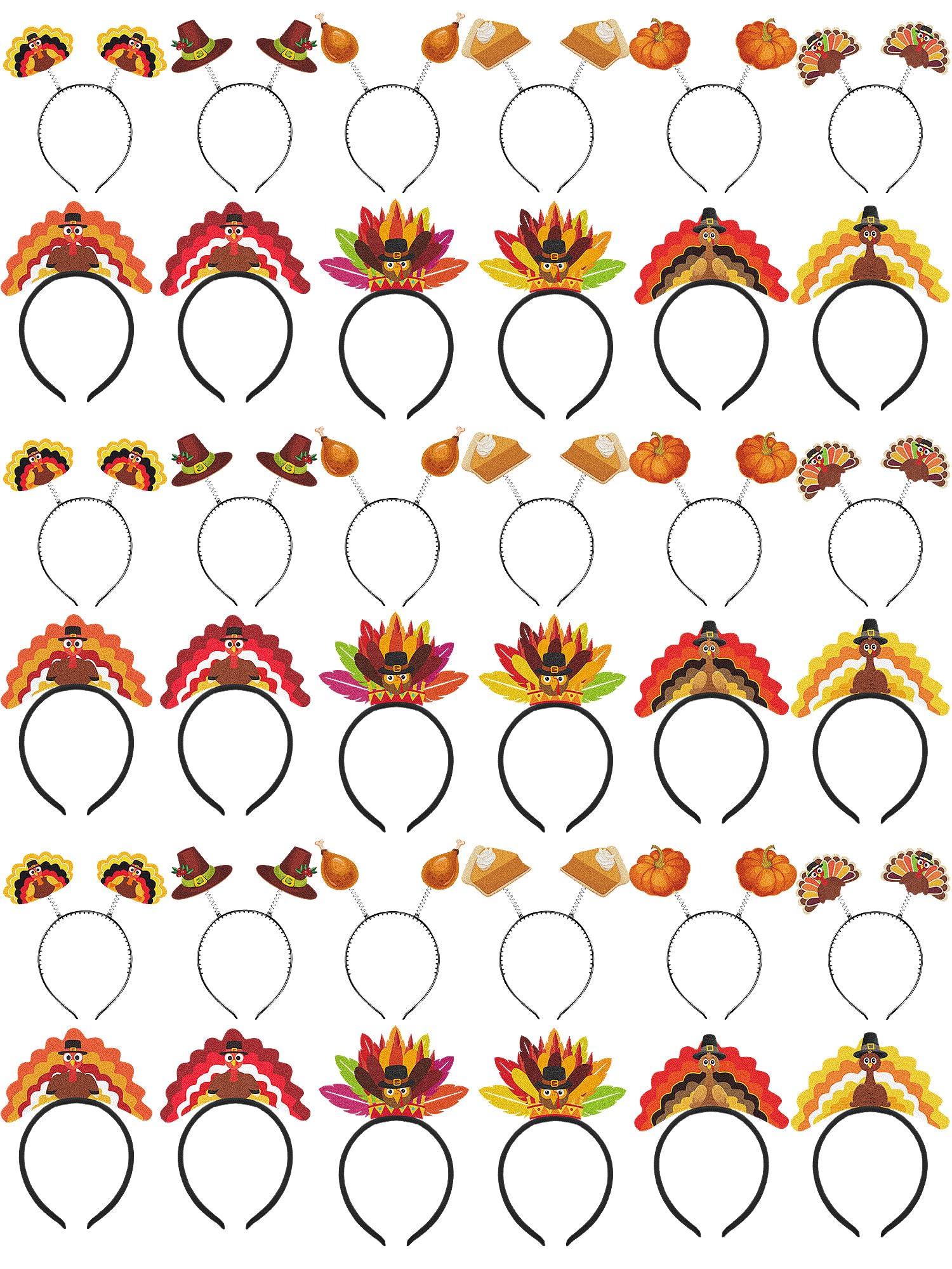 Amazon.com: Riceshoot 36 Pcs Thanksgiving Turkey Headband Thanksgiving ...
