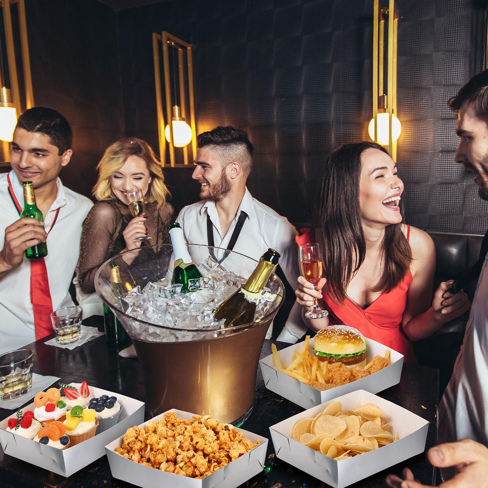 Snapklik.com : 50 Pcs Graduation Party Supplies 5 Lb Large Metallic Silver Food Boats Nacho ...