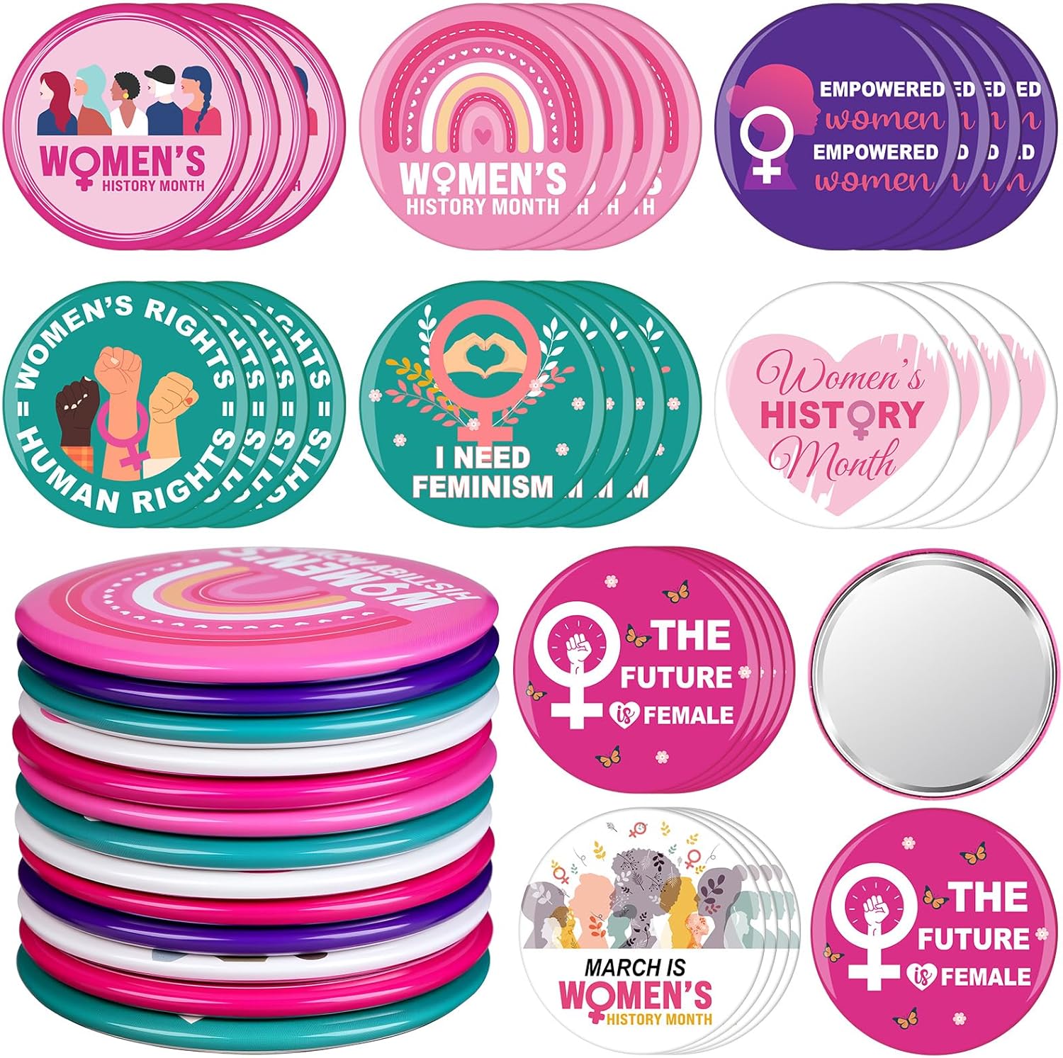 Amazon.com: HKOYTIUP 32 pcs Women's History Month Pocket Mirror ...