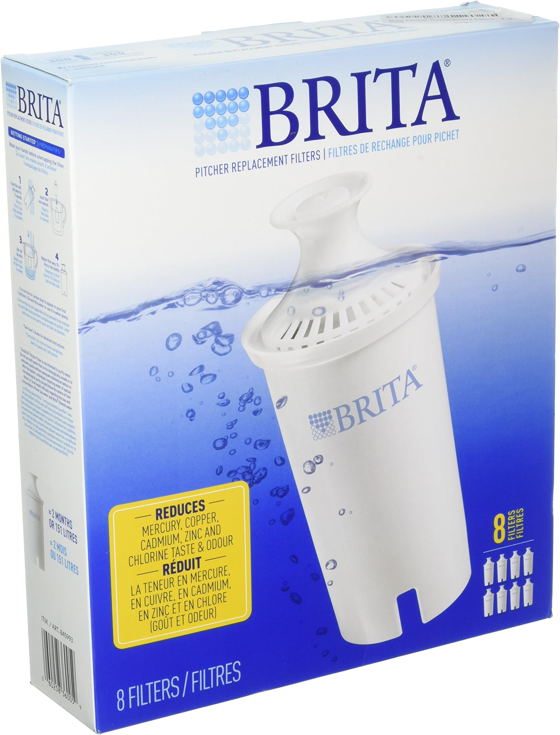 Amazon.com: Brita Replacement Water Filter for Pitchers, 8 Count Mega ...