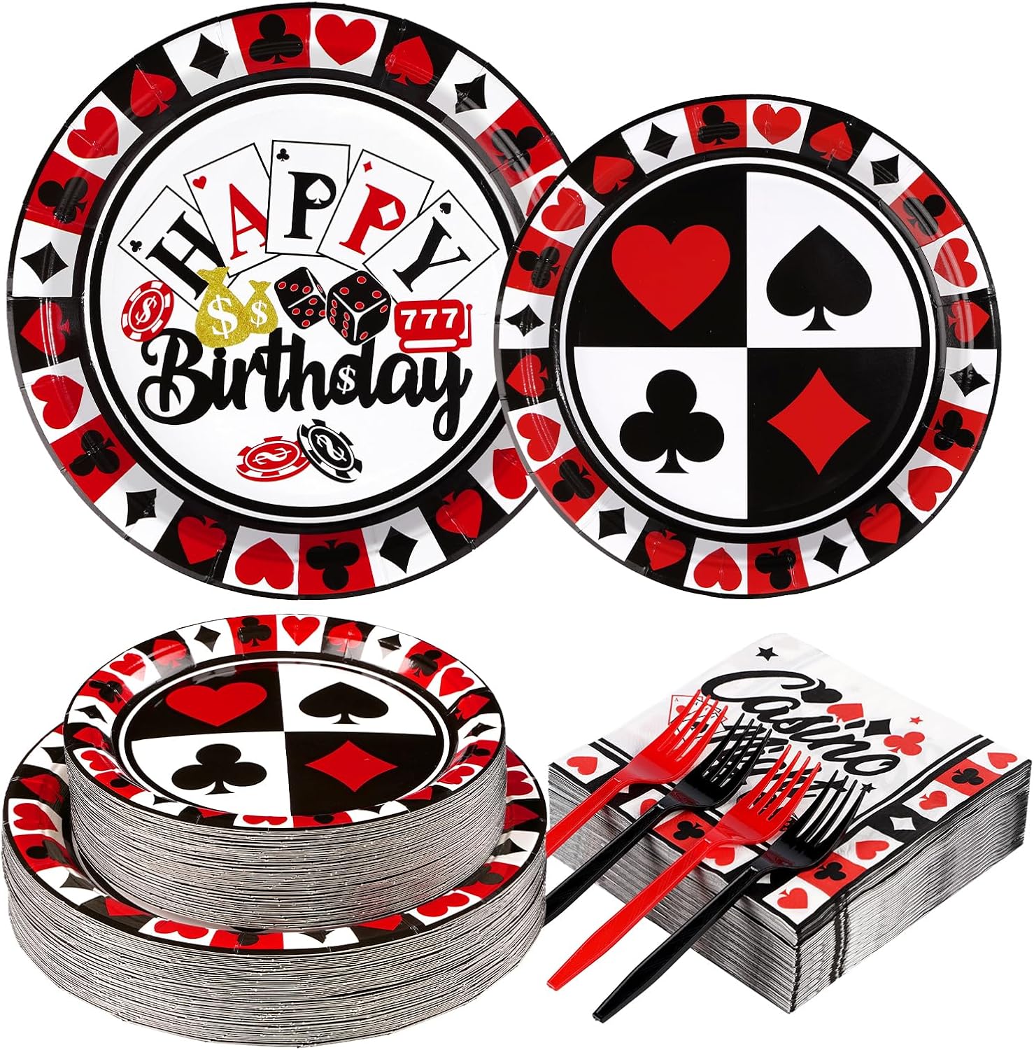 Amazon.com: Grencian 200PCS Casino Party Decorations Poker Plates and ...