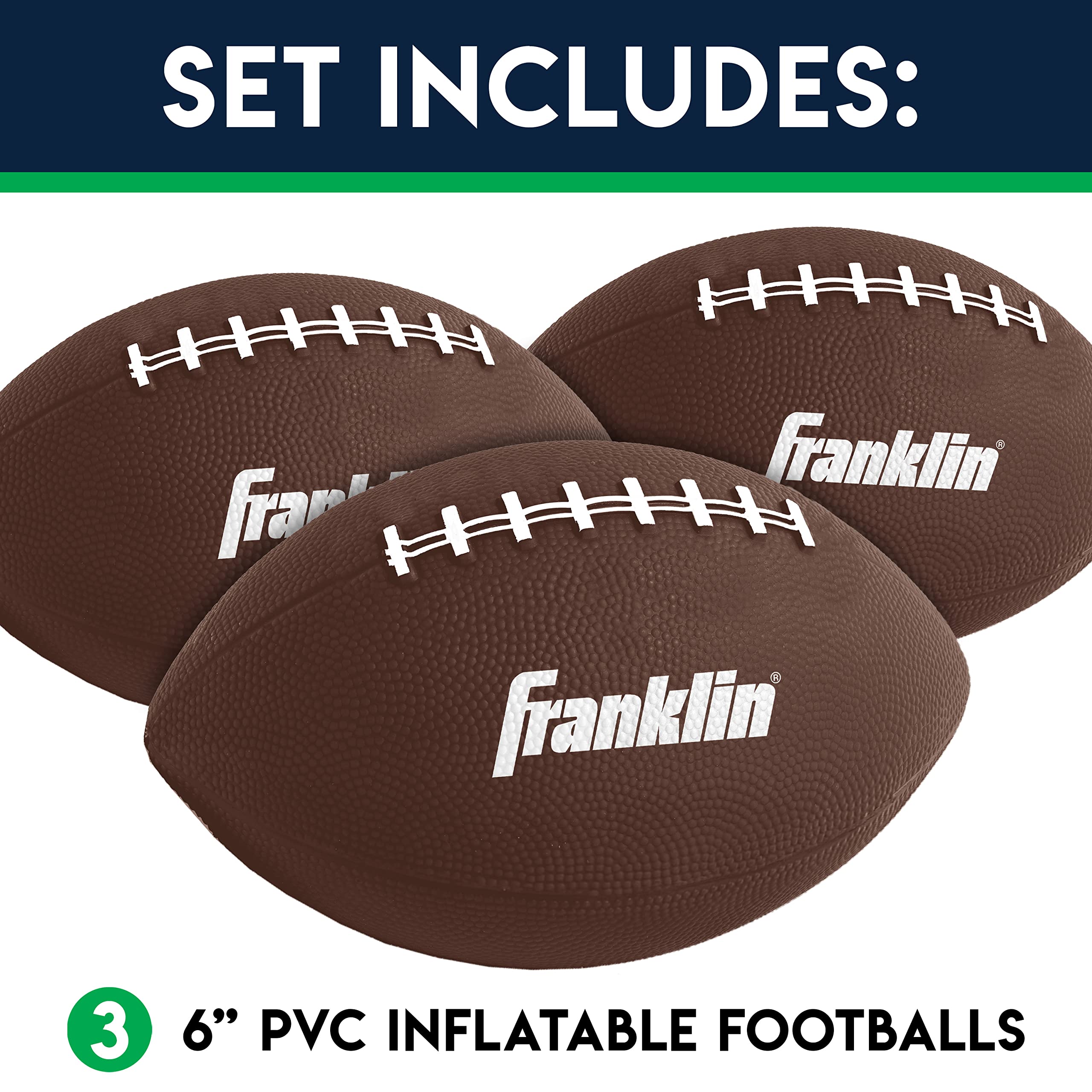 Snapklik.com : Franklin Sports Mini Footballs For Kids - (3) Inflatable ...