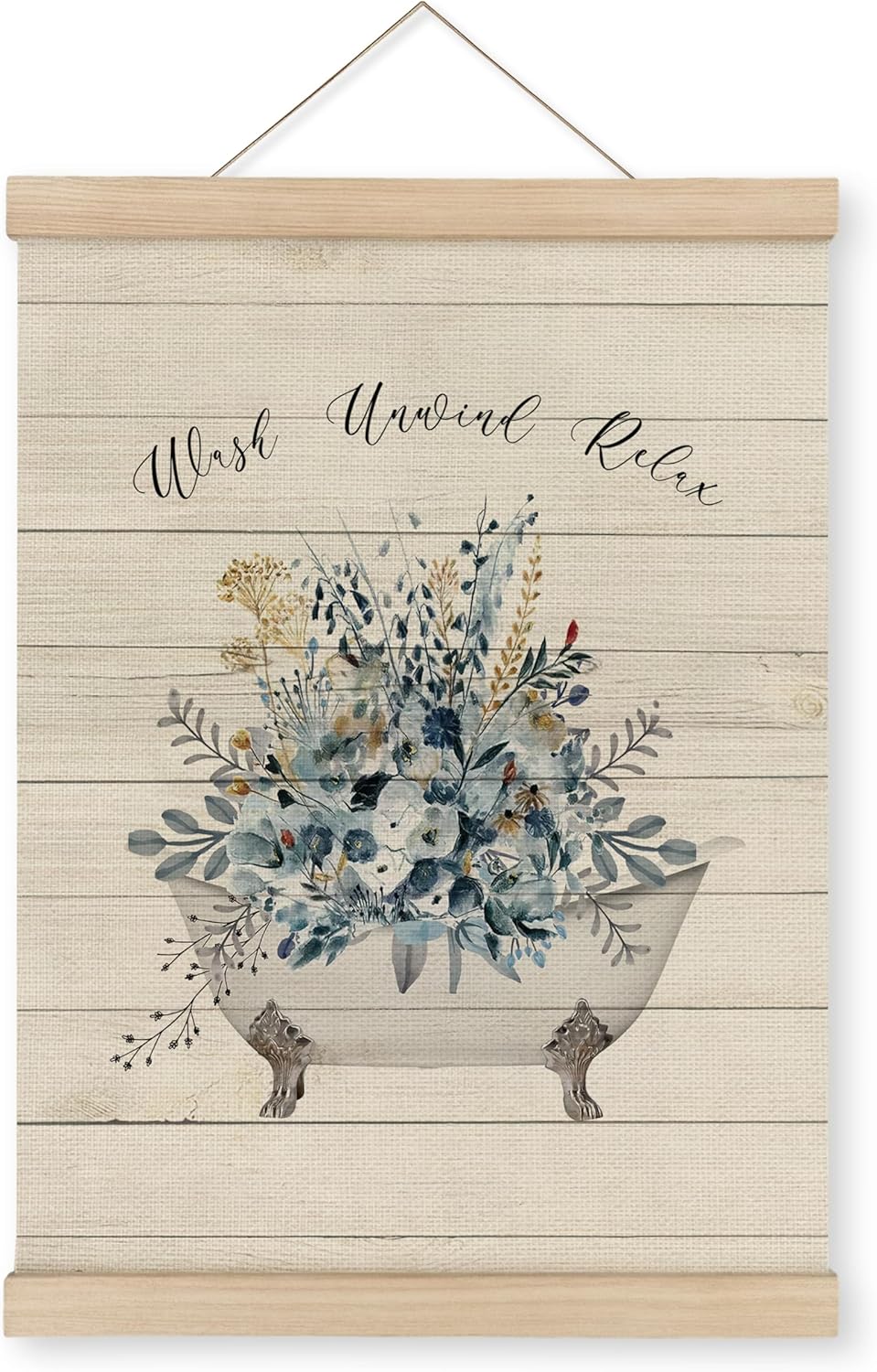 Amazon.com: MAQIKA Bathroom Floral Bath Poster Framed with Wood Hanger ...