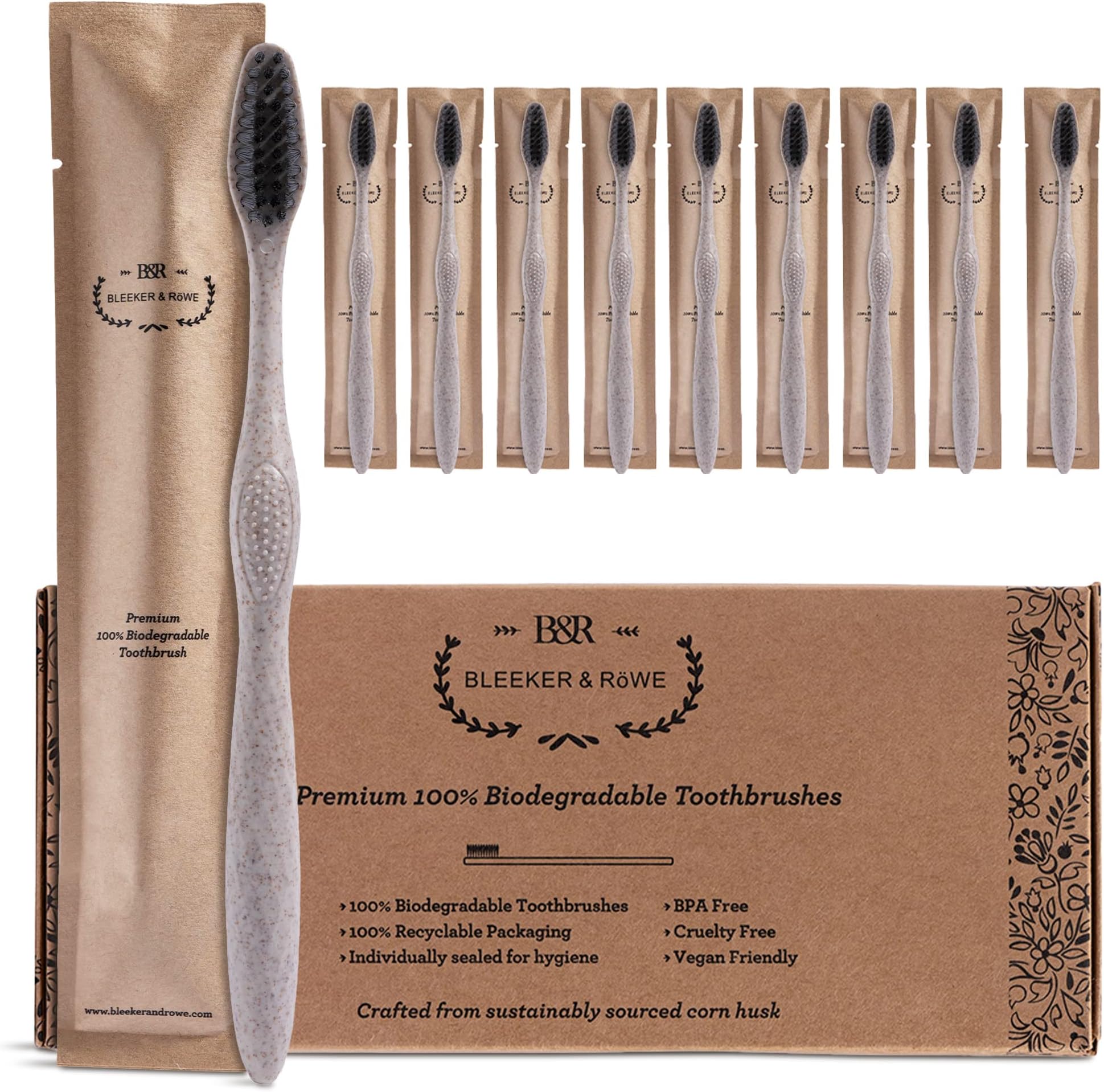 Amazon.com : Bleeker and Rowe Biodegradable Eco-Friendly Toothbrushes ...
