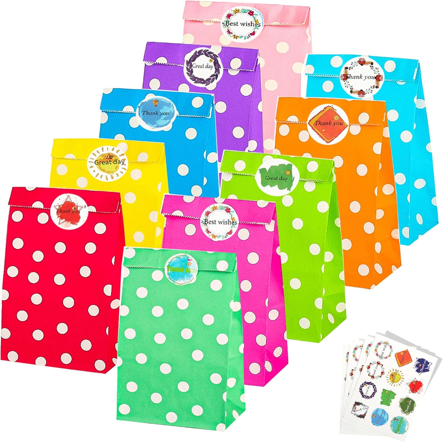 50 PCS Paper Party Bags For Kids TOOELMON Dots Kraft Paper Gift Bags 50-pcs-paper-party-bags-for-kids-tooelmon-dots-kraft-paper-gift-bags