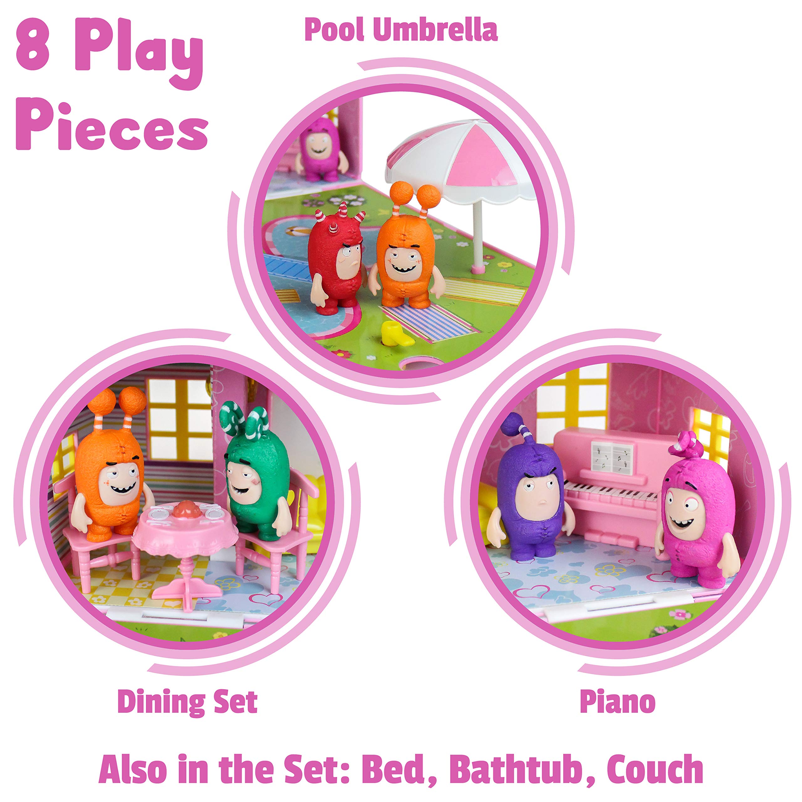 Buy Oddbods Pink and Yellow House Playset for Kids - Features Indoor ...